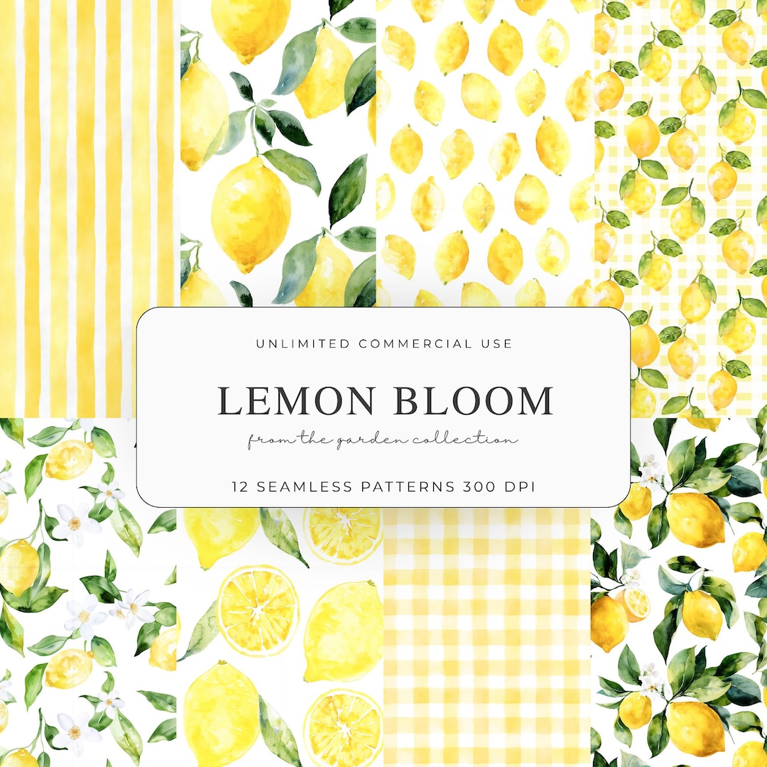 Watercolor Lemon Seamless Pattern, Lemon Scrapbook Paper, Lemon ...
