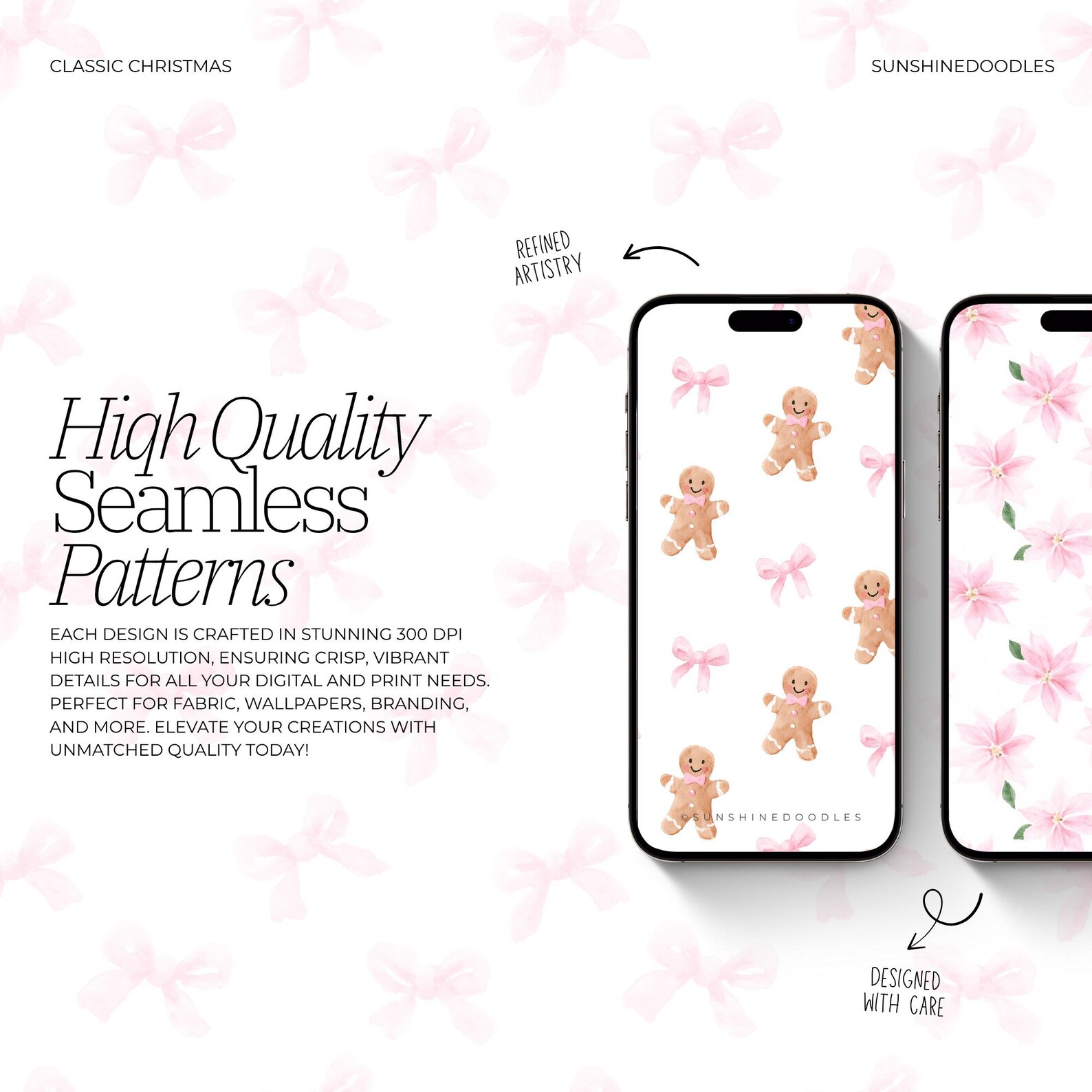 Classic Christmas Seamless Patterns, Aesthetic Christmas Pattern ...