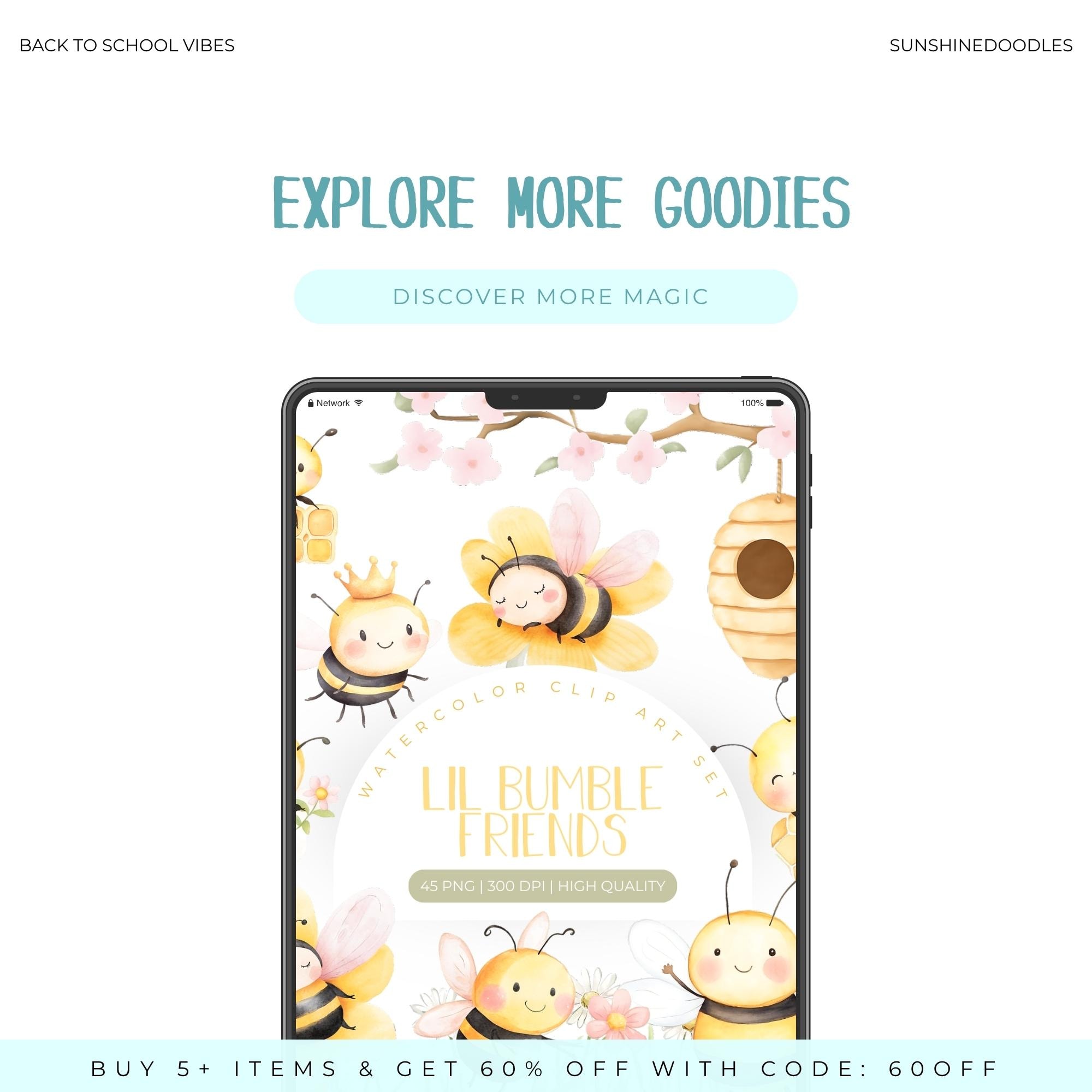 Watercolor Cute Insects Clipart, Butterflies, Bees, Ladybugs ...