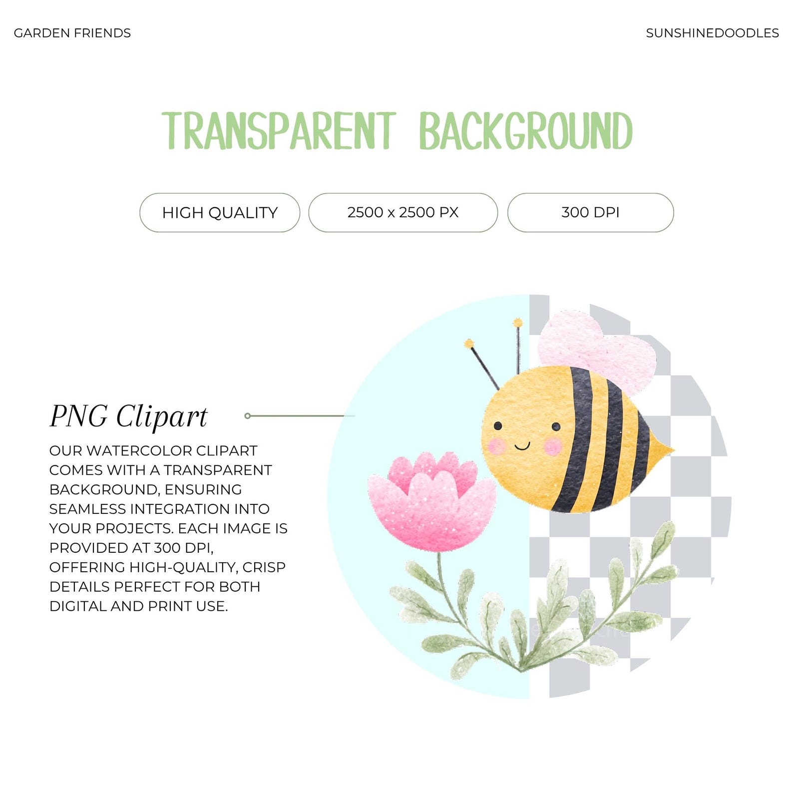 Watercolor Cute Insects Clipart, Butterflies, Bees, Ladybugs ...