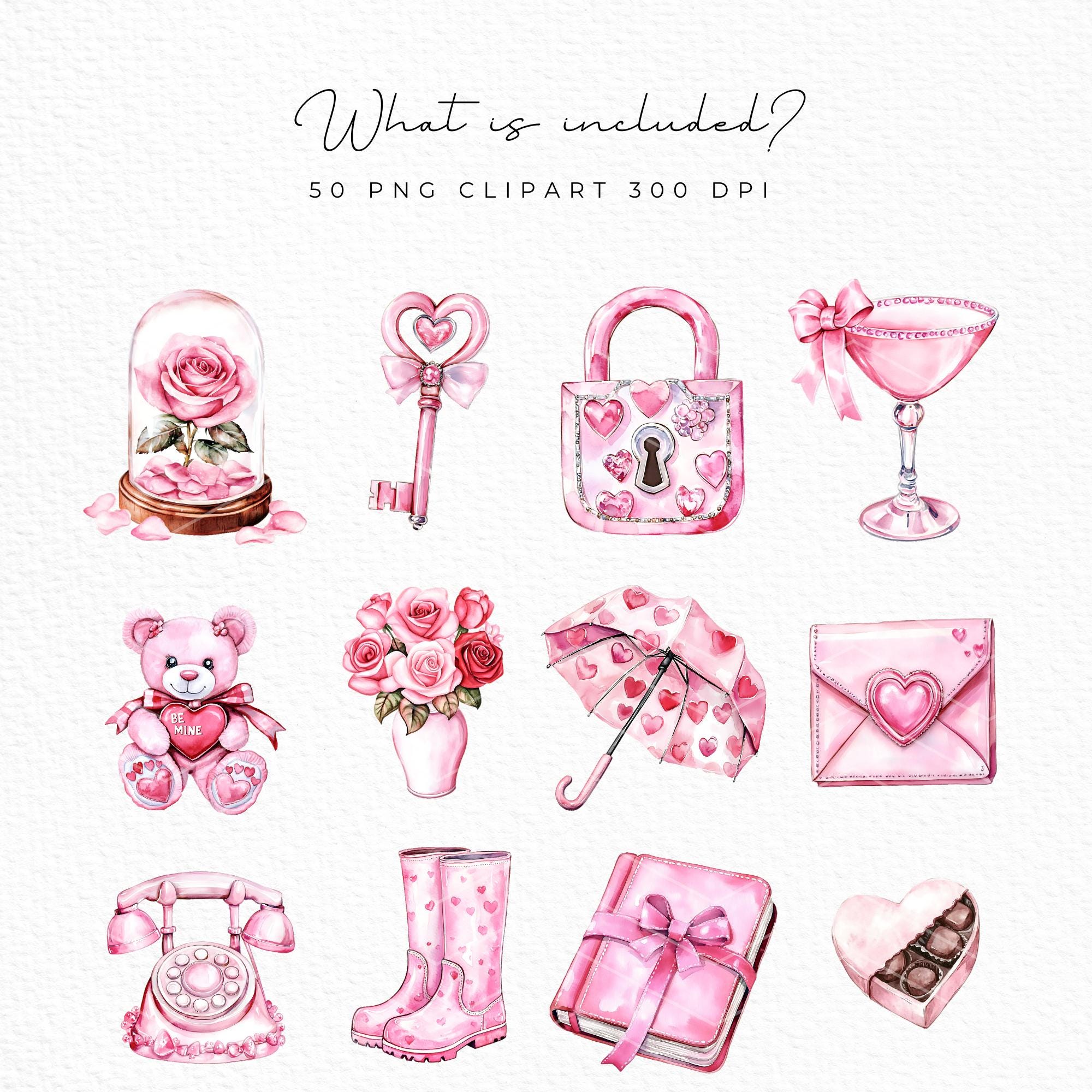 Valentine's Day Watercolor Clipart | Romantic Illustrations Clipart ...
