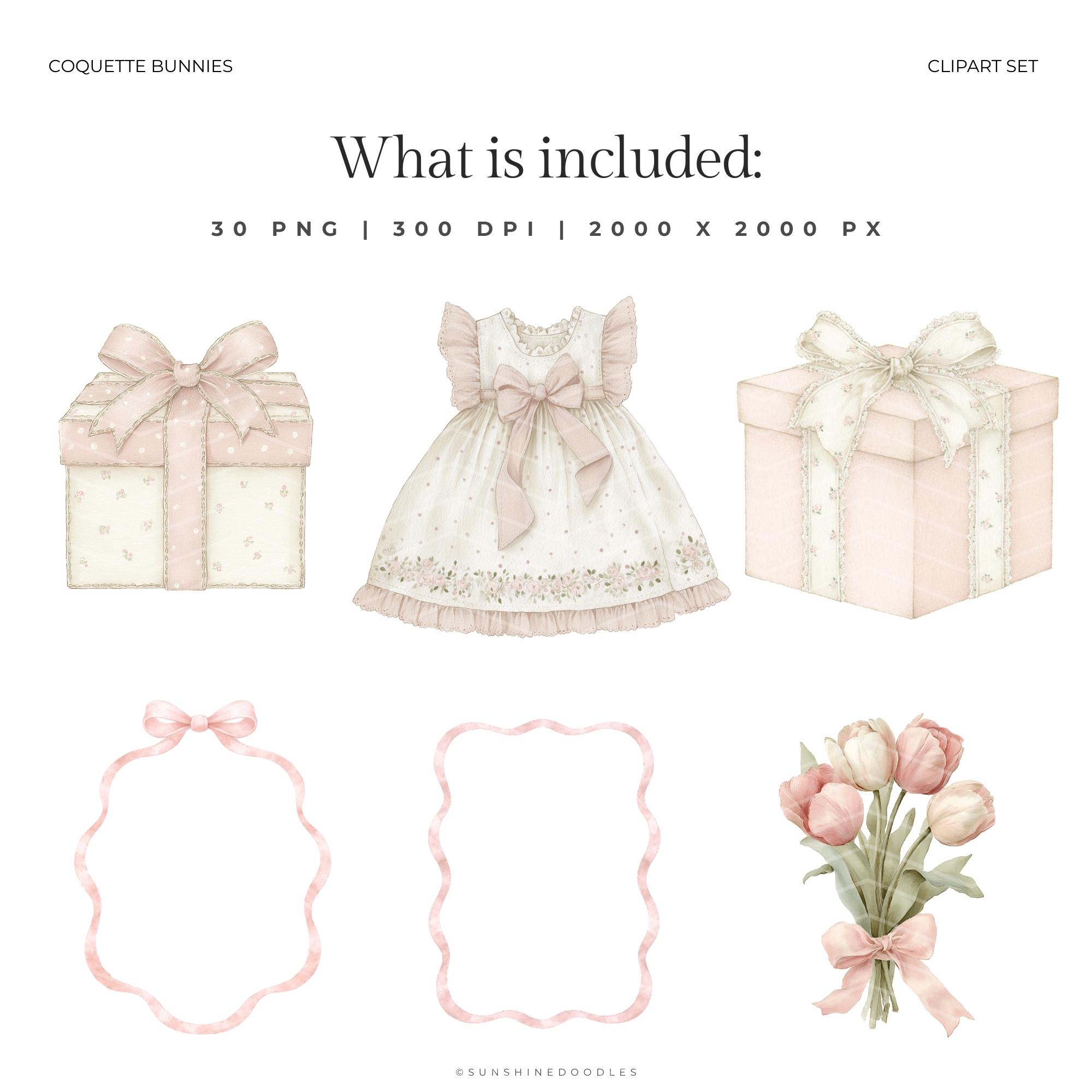 Watercolor Easter Bunnies Clipart, Cute Bunny Easter Png, Coquette ...