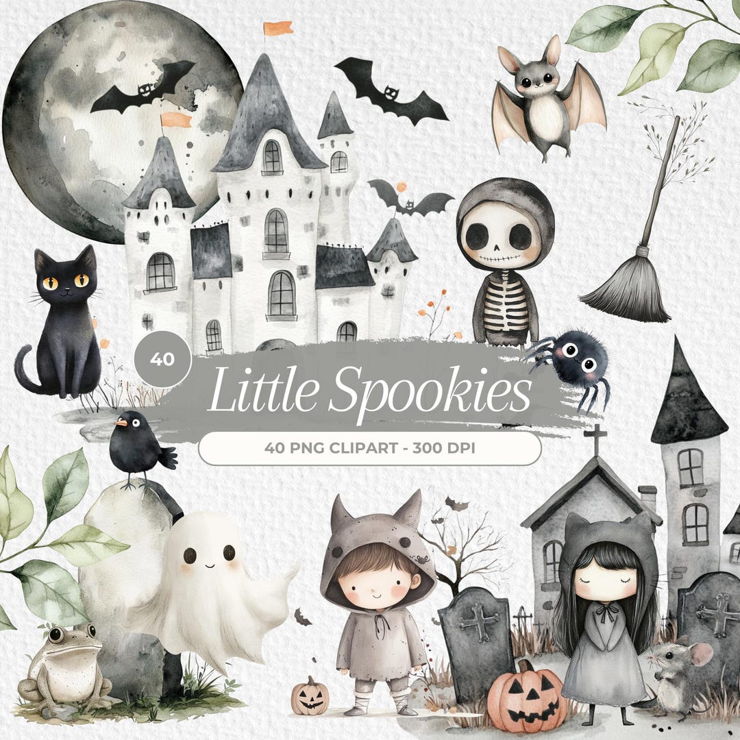 Cute Halloween Clipart, Halloween Clipart Bundle, Ghost Clipart ...