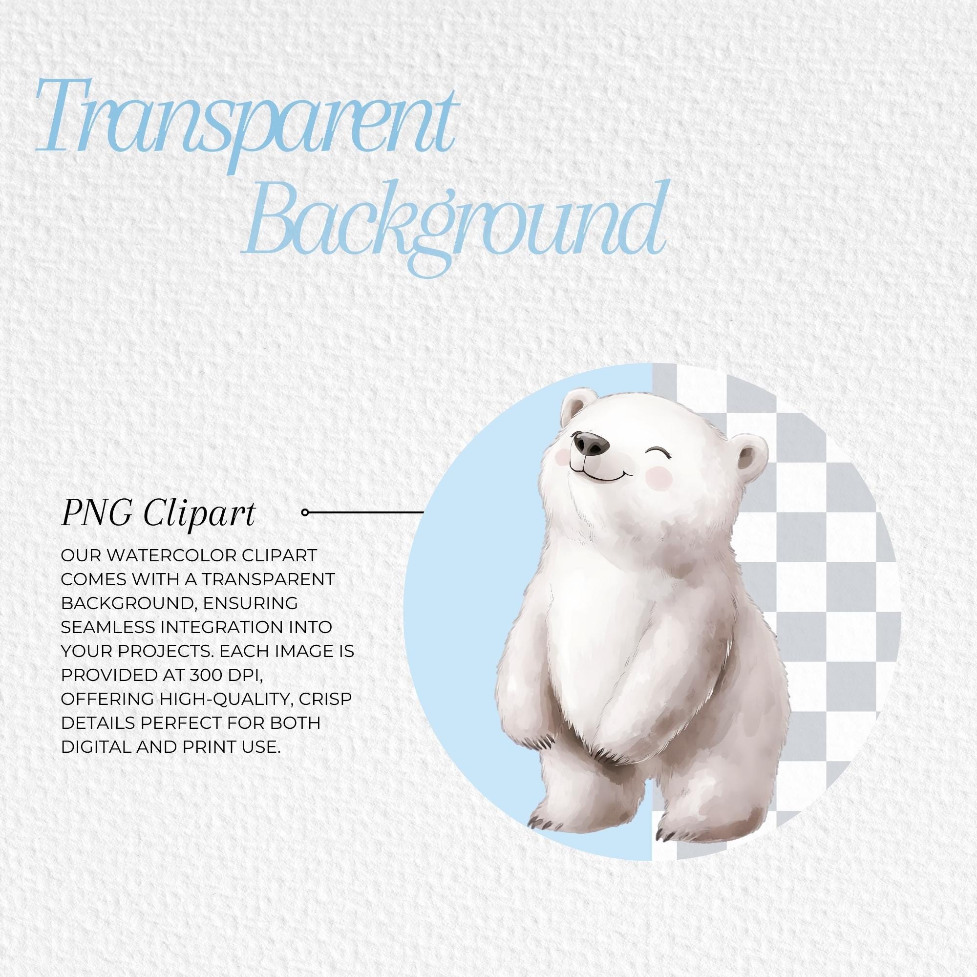 Cute Arctic Animals Watercolor Clipart, Cute Animals Clipart, Arctic ...