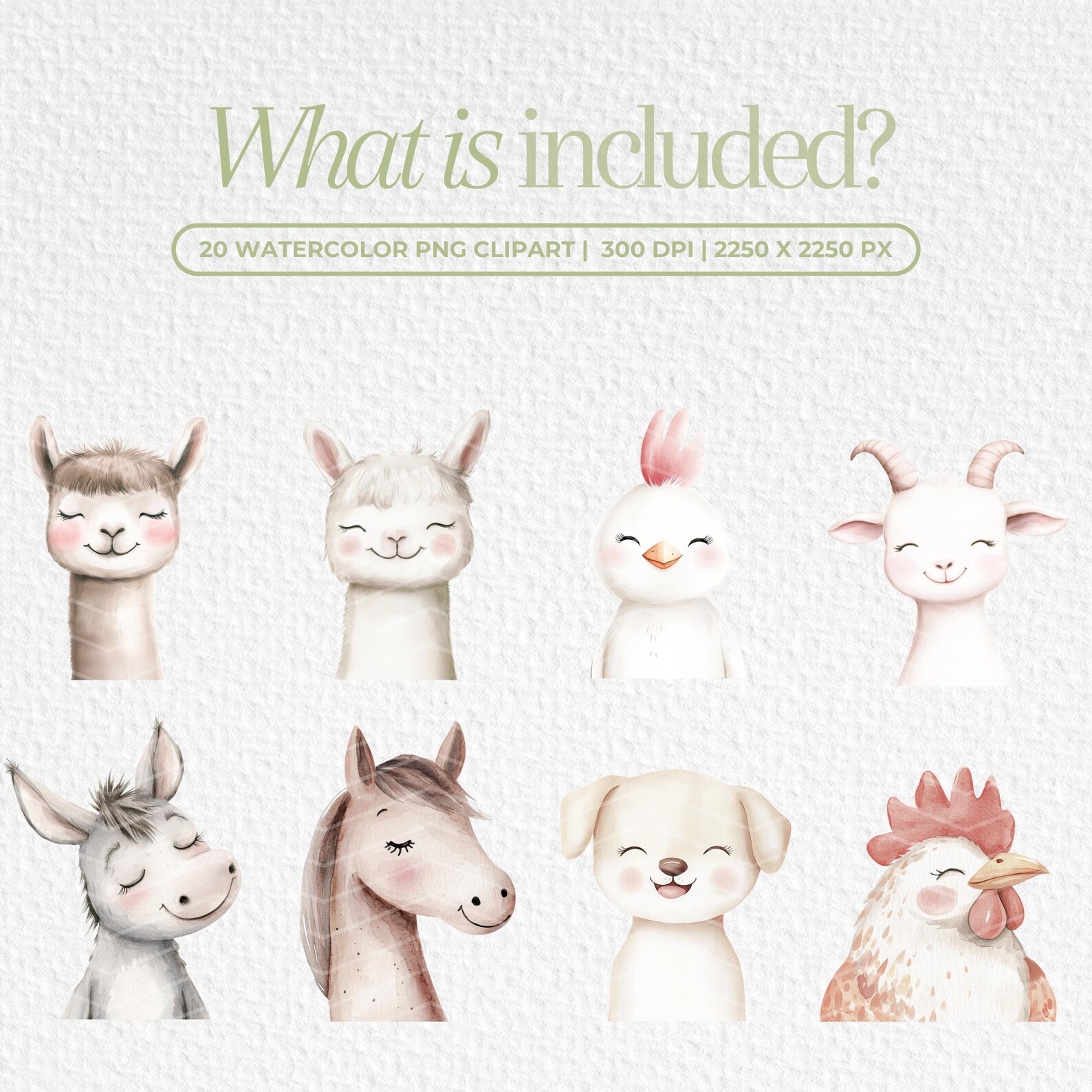 Cute Farm Animals Watercolor, Cute Farm Nursery Clipart, Farm Animals ...