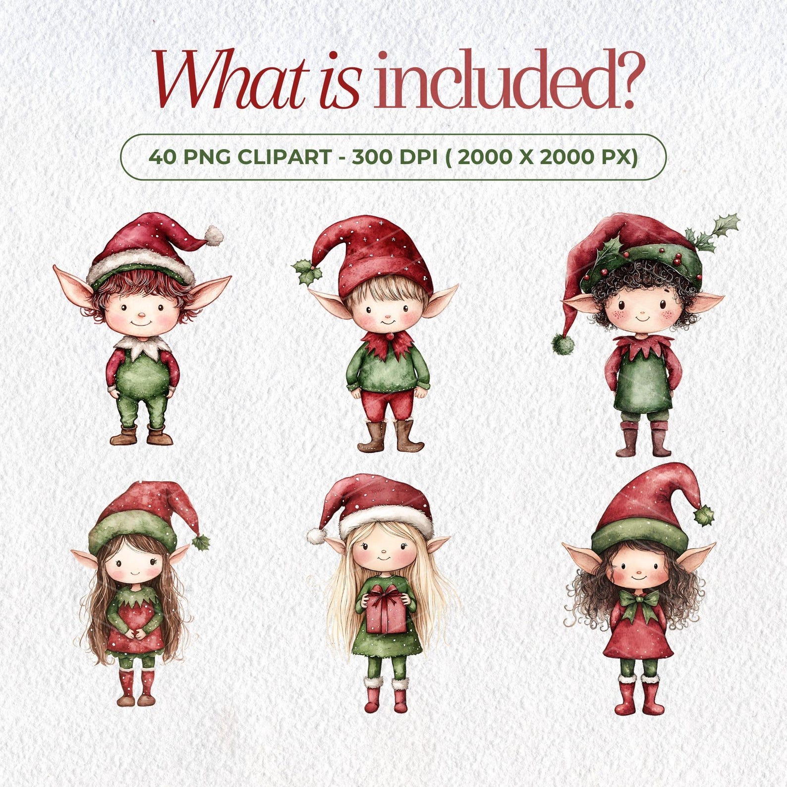 Cute Watercolor Clipart Santa's Workshop, Cute Elf Clipart, Christmas ...