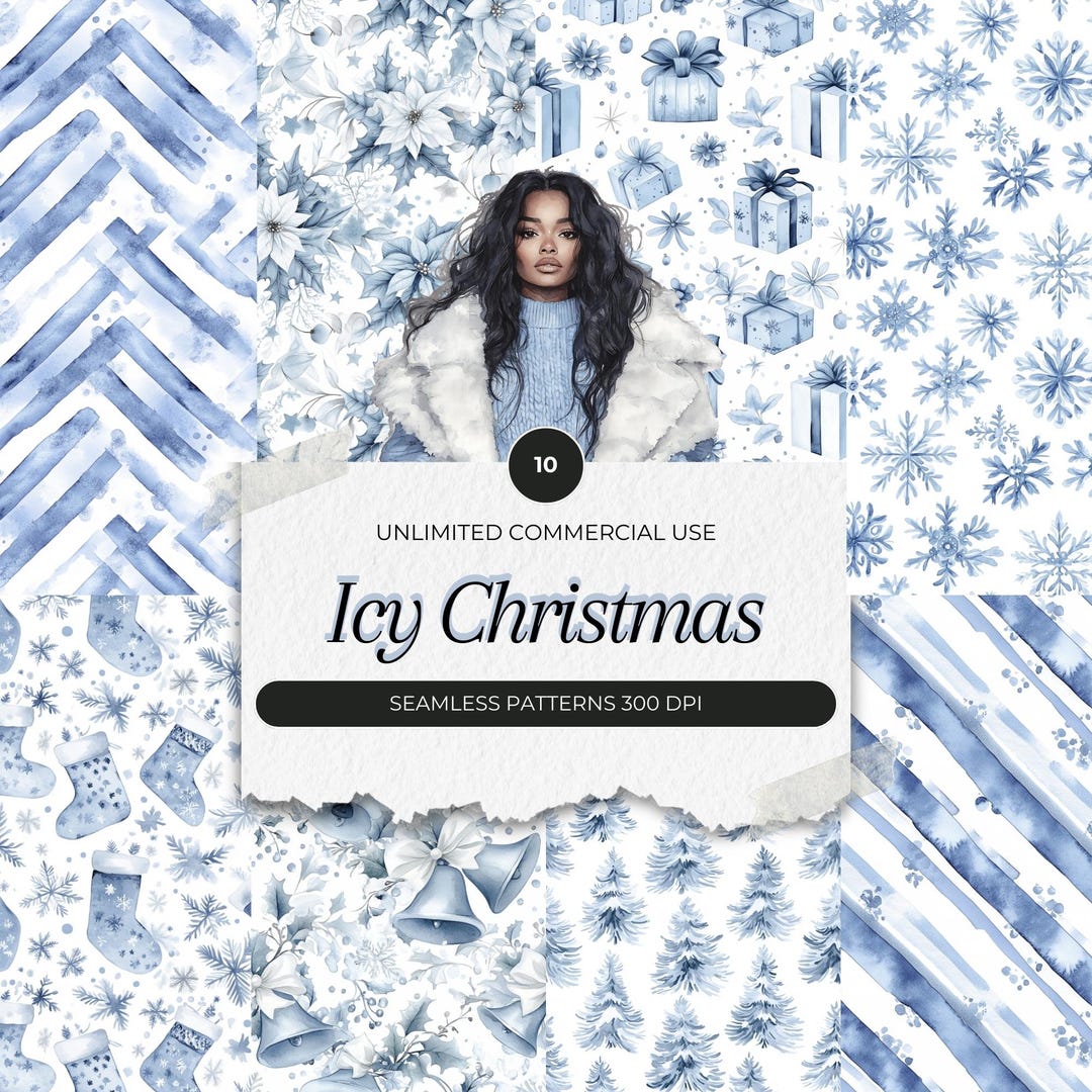 Blue Christmas Seamless Pattern, Snowflake Repeating Pattern, Holiday ...