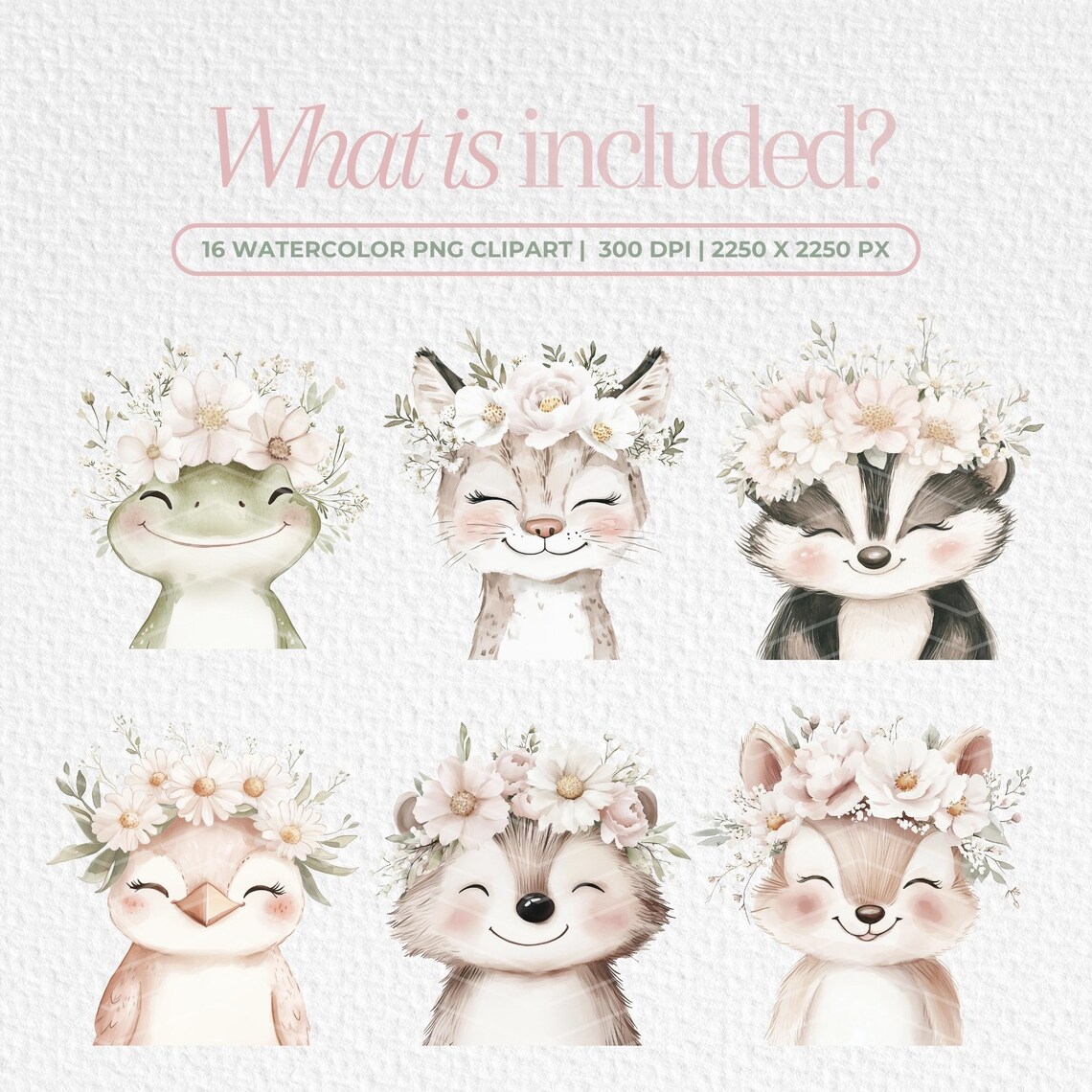 Watercolor Floral Woodland Animals Clipart, Cute Woodland Animals ...