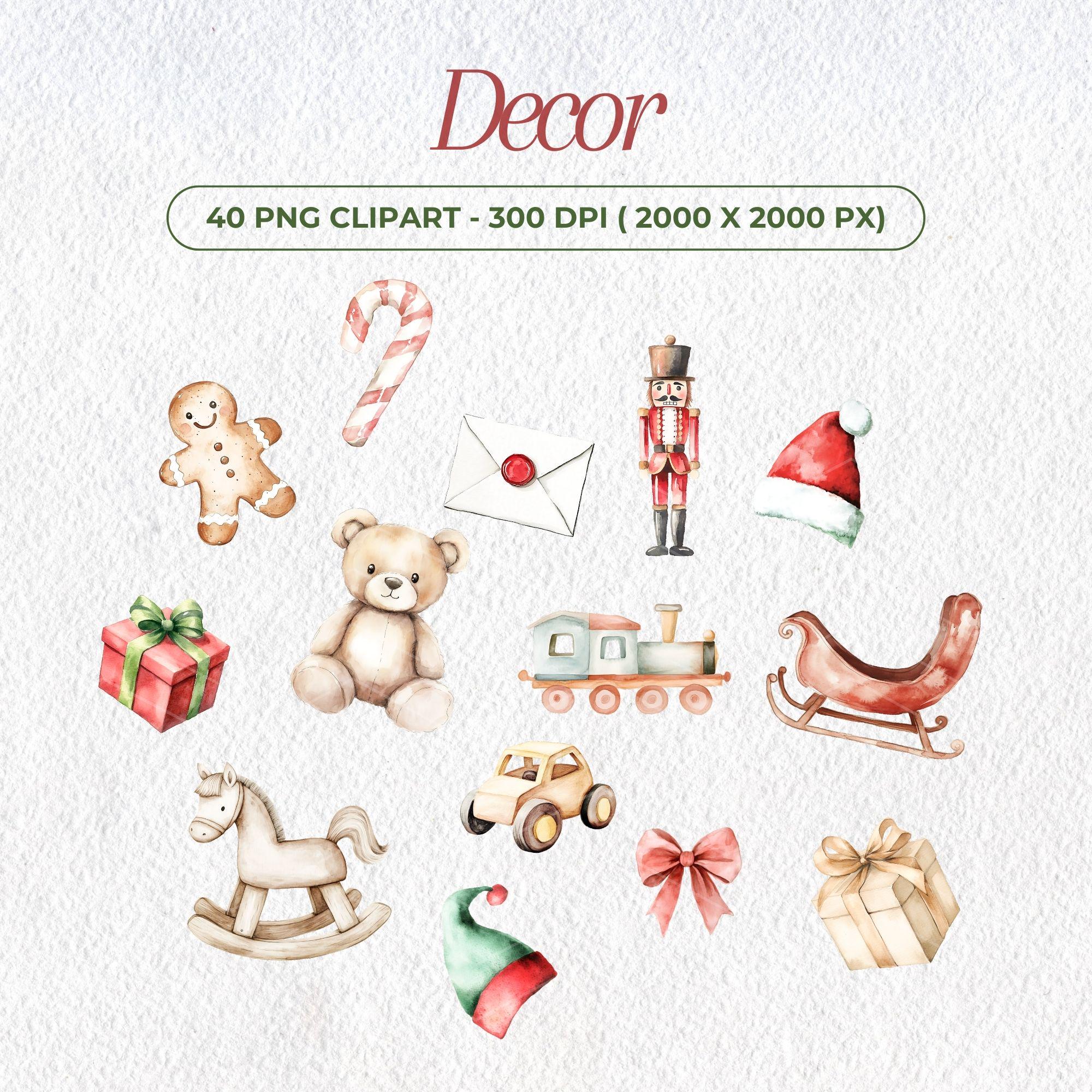 Cute Watercolor Clipart Santa's Workshop, Cute Elf Clipart, Christmas ...