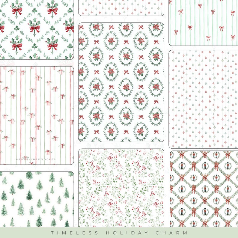 Classic Christmas Seamless Patterns, Aesthetic Christmas Pattern ...