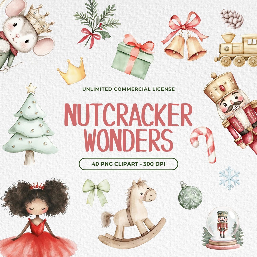 Nutcracker Watercolor Clipart, Cute Christmas Clipart, Vintage ...