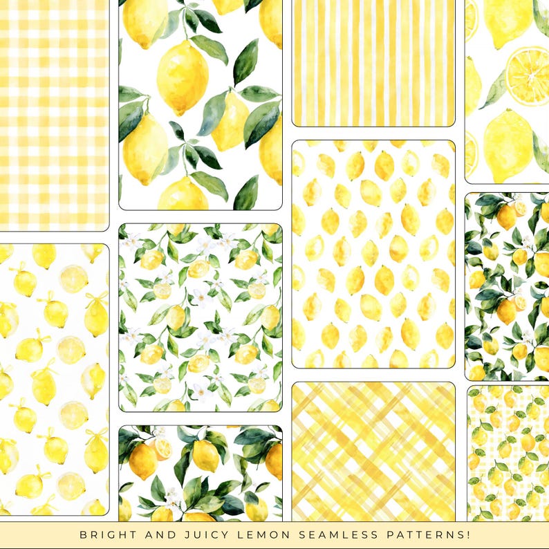 Watercolor Lemon Seamless Pattern, Lemon Scrapbook Paper, Lemon ...