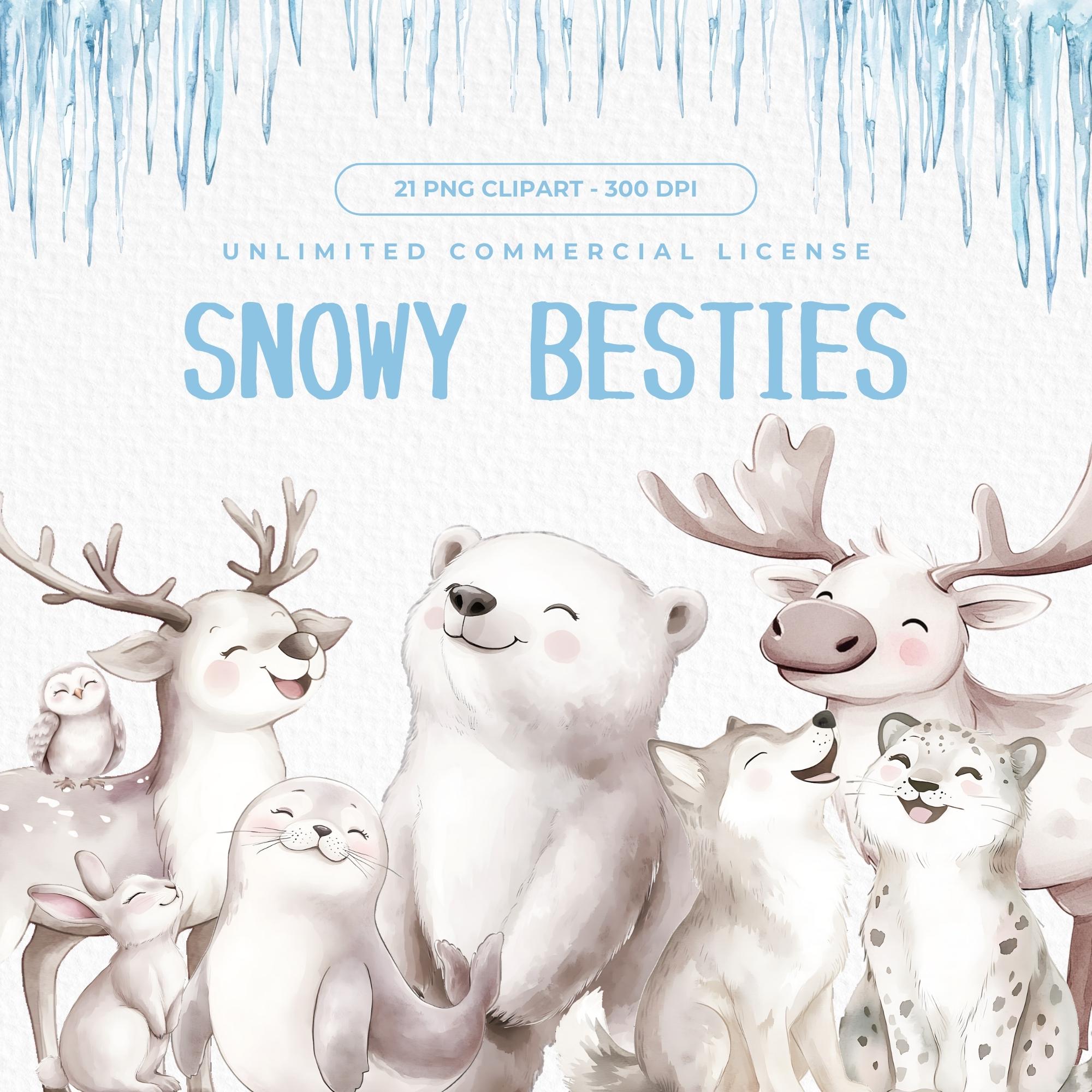 Cute Arctic Animals Watercolor Clipart, Cute Animals Clipart, Arctic ...