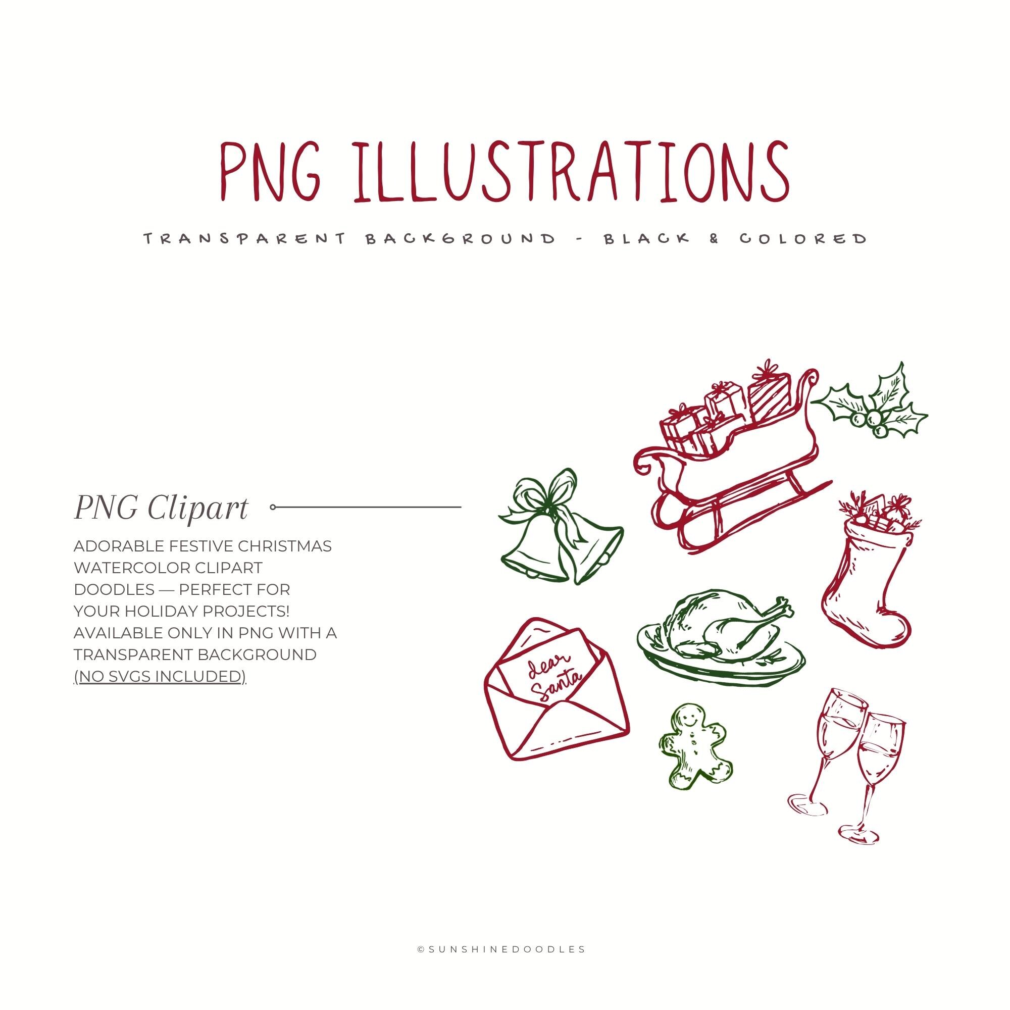 Christmas Party Clipart Doodles PNG, Hand Drawn Style Christmas Clipart ...