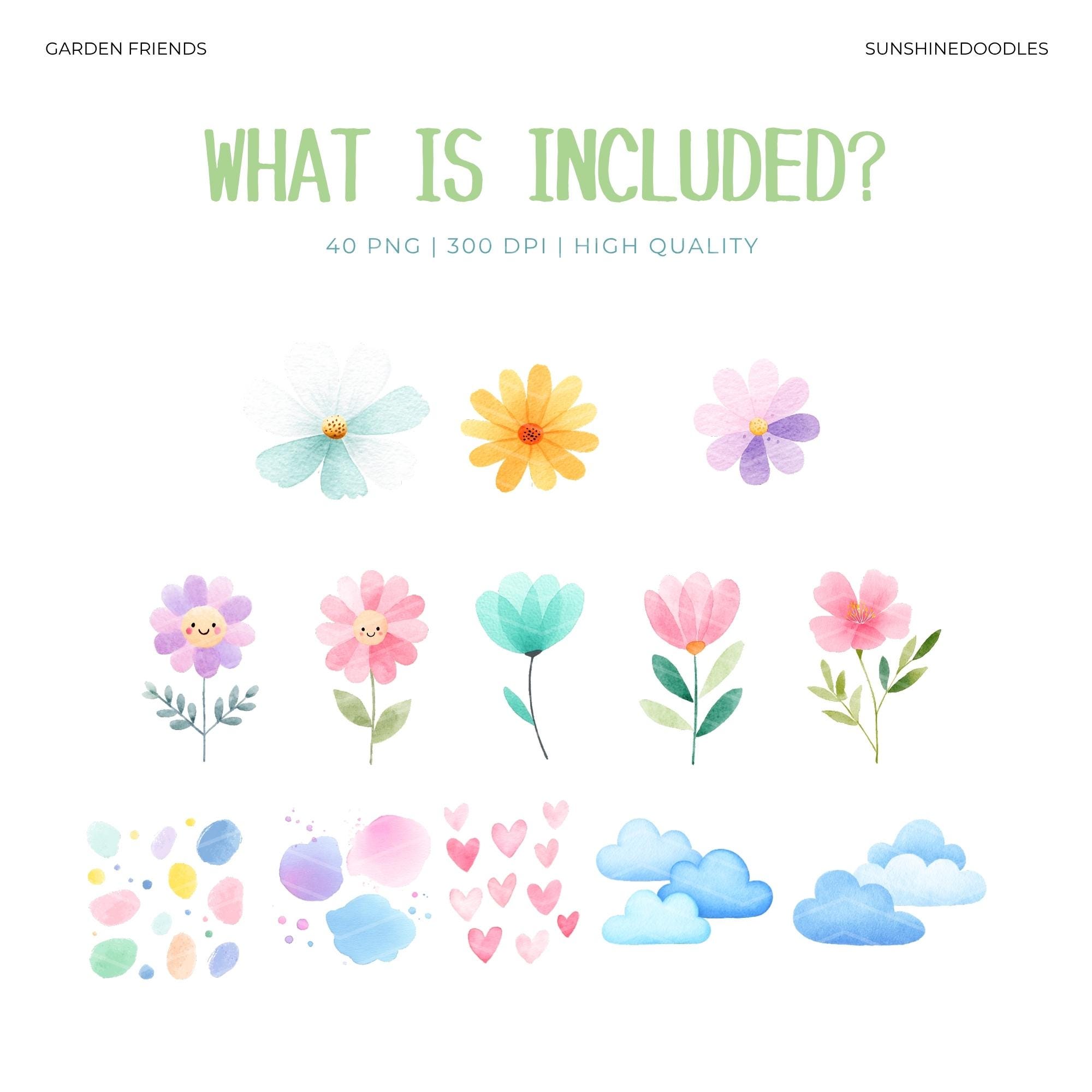 Watercolor Cute Insects Clipart, Butterflies, Bees, Ladybugs ...