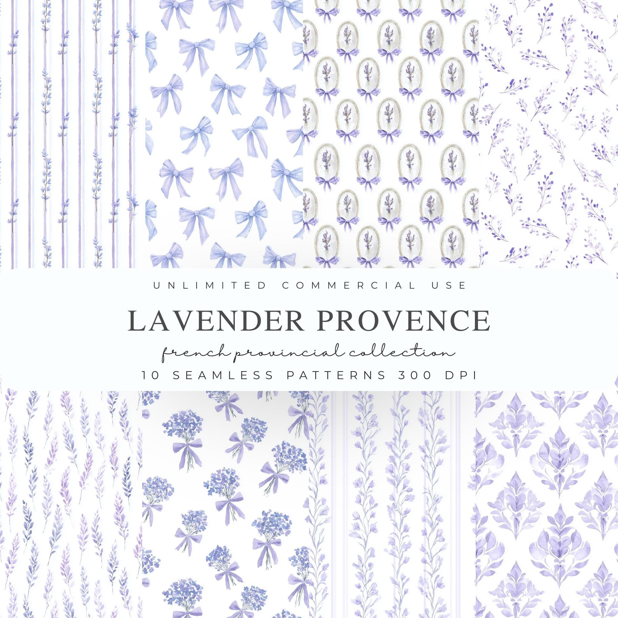 Lavender Coquette Seamless Patterns, Lavender Digital Paper, Bows ...