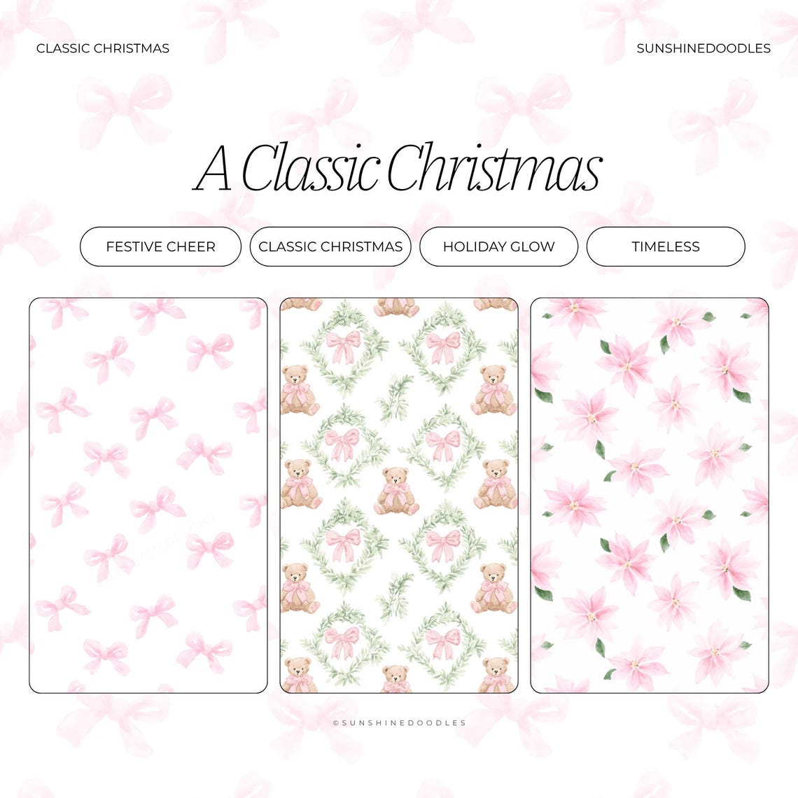 Classic Christmas Seamless Patterns, Aesthetic Christmas Pattern ...