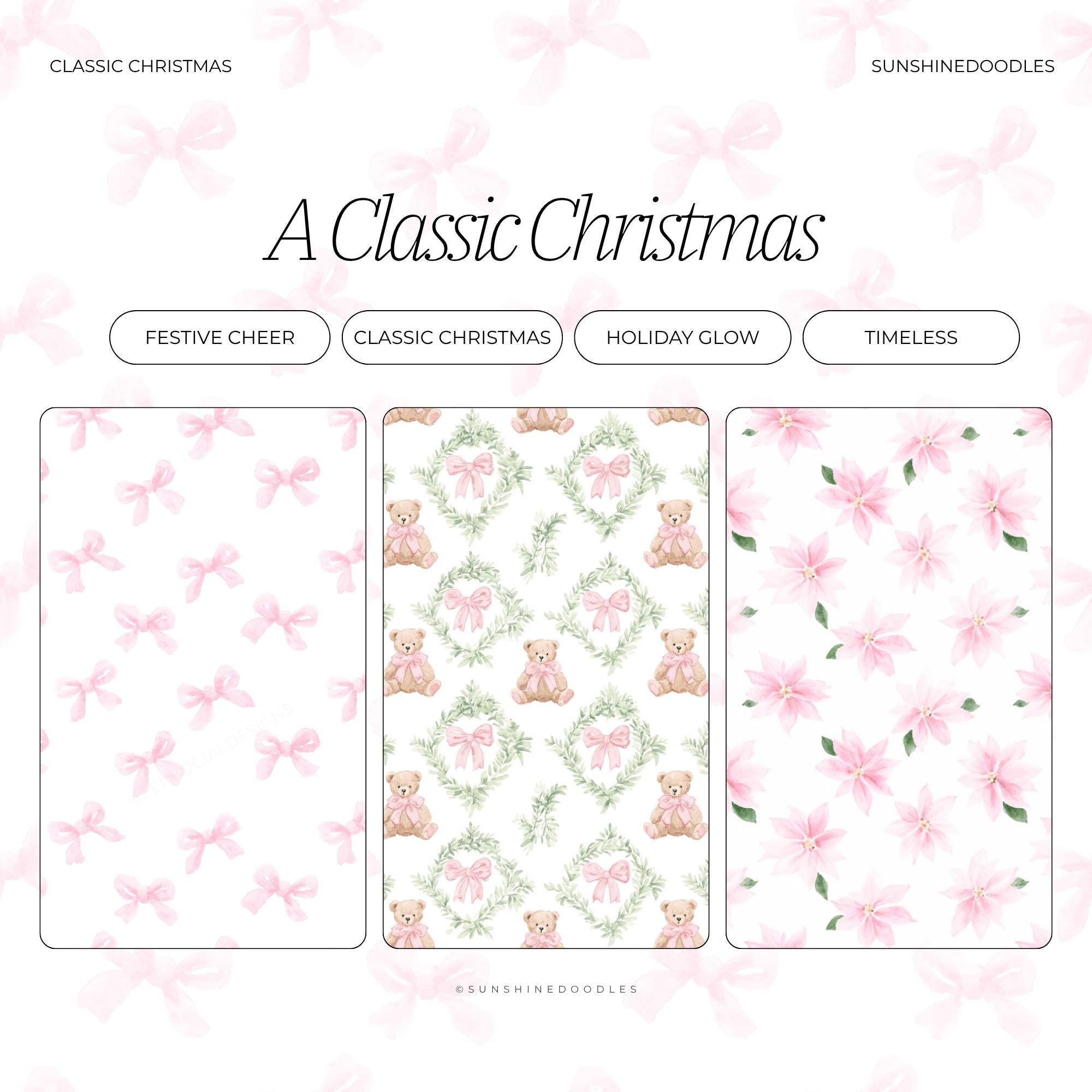 Classic Christmas Seamless Patterns, Aesthetic Christmas Pattern ...