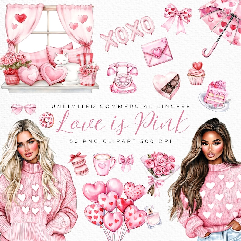 Valentine's Day Watercolor Clipart | Romantic Illustrations Clipart ...