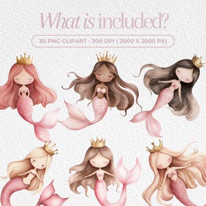 Cute Mermaid Watercolor Clipart, Nursery Mermaid Clipart Kids, Under ...