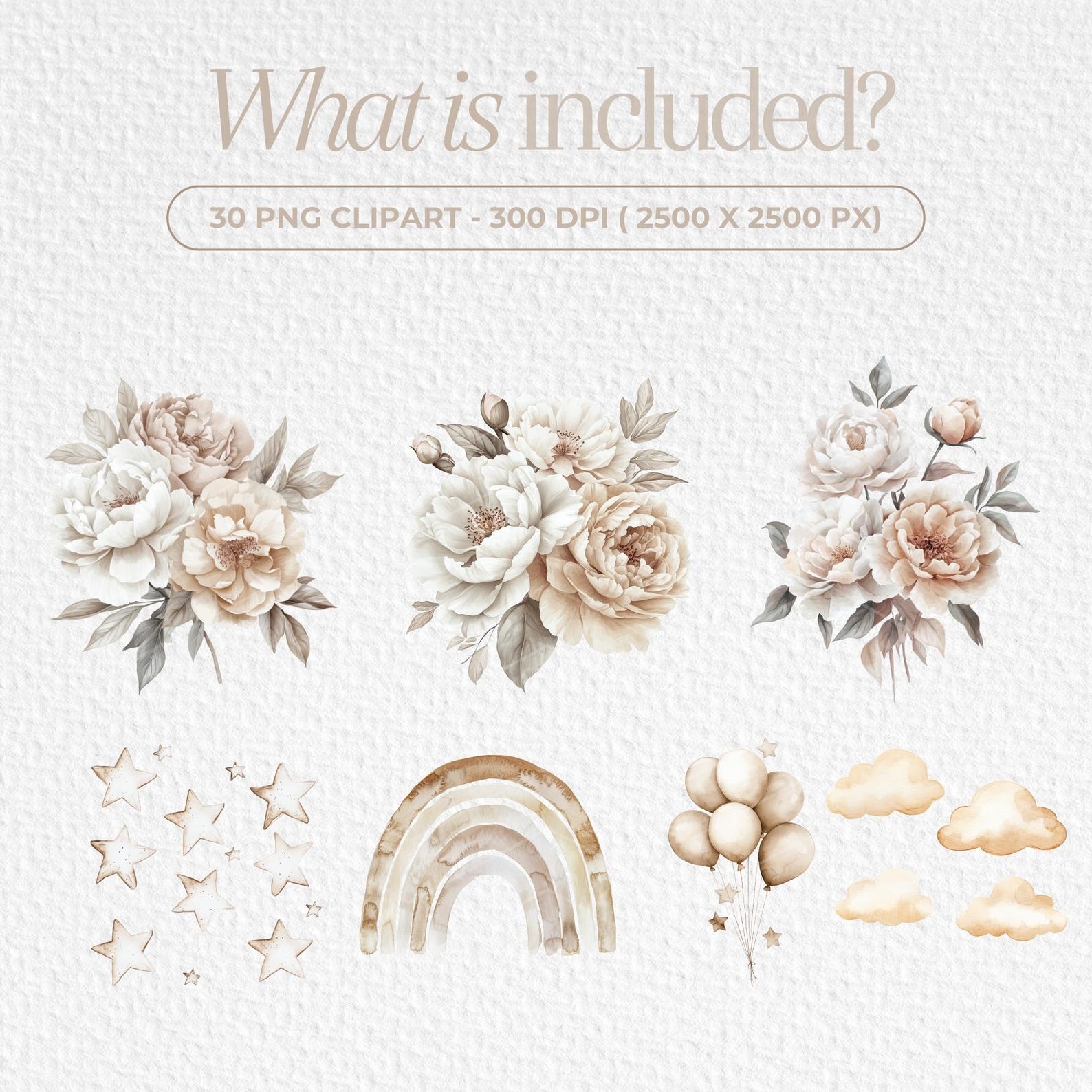 Neutral Watercolor Teddy Bear Clipart, Beige Bears PNG, Neutral Baby ...