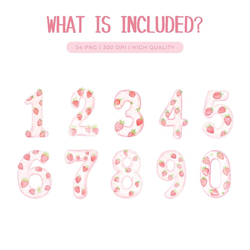 Watercolor Strawberry Clipart, Kids Birthday Clipart, Berry First ...