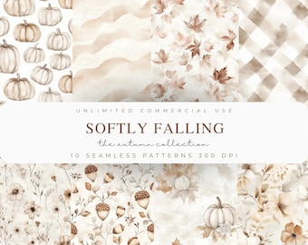 Fall Seamless Patterns, Cozy Autumn Digital Paper, Autumn Watercolor ...