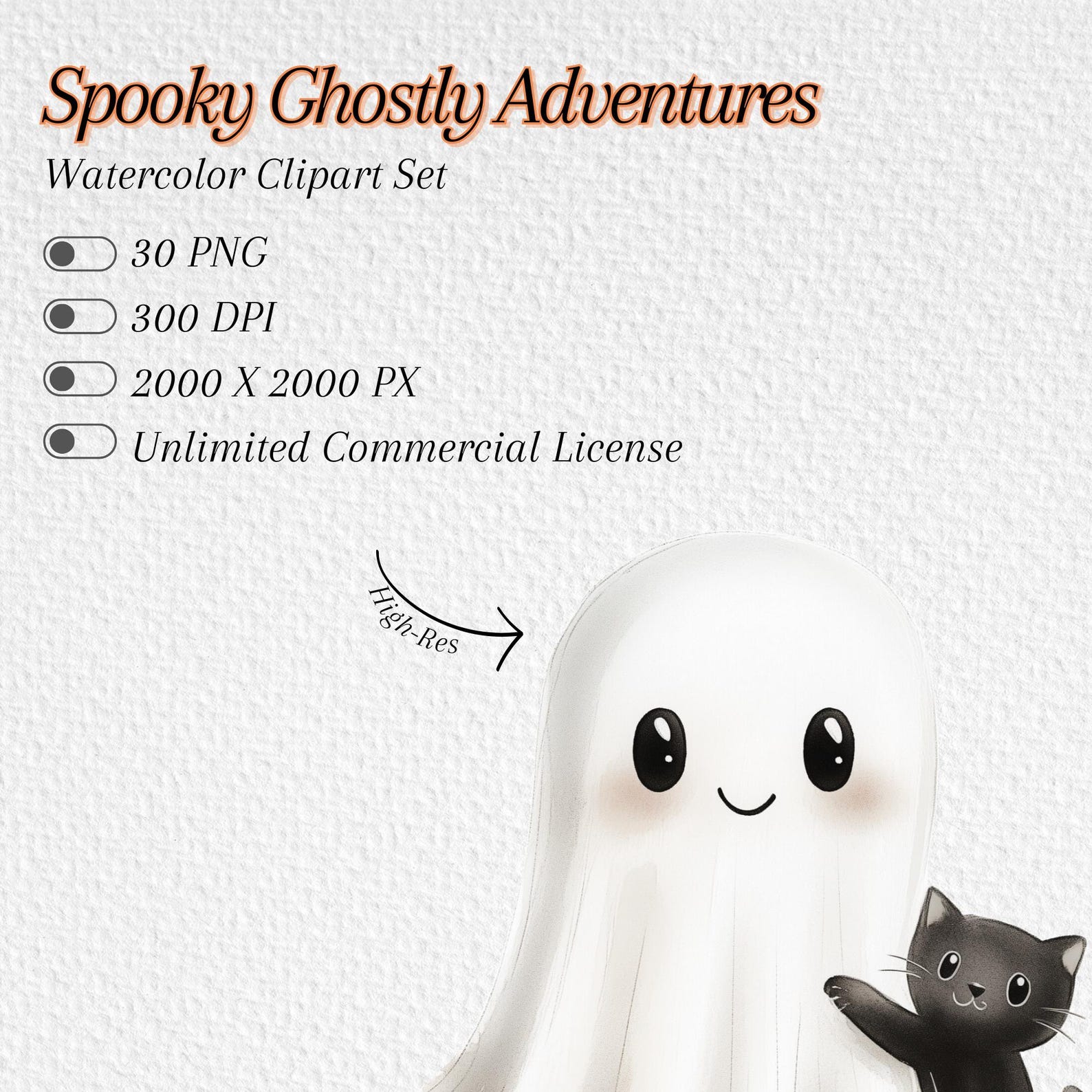 Cute Ghost Watercolor Clipart, Halloween Ghost Clipart, Cute Kids ...