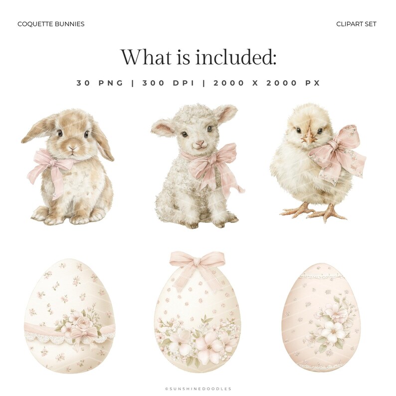 Watercolor Easter Bunnies Clipart, Cute Bunny Easter Png, Coquette ...