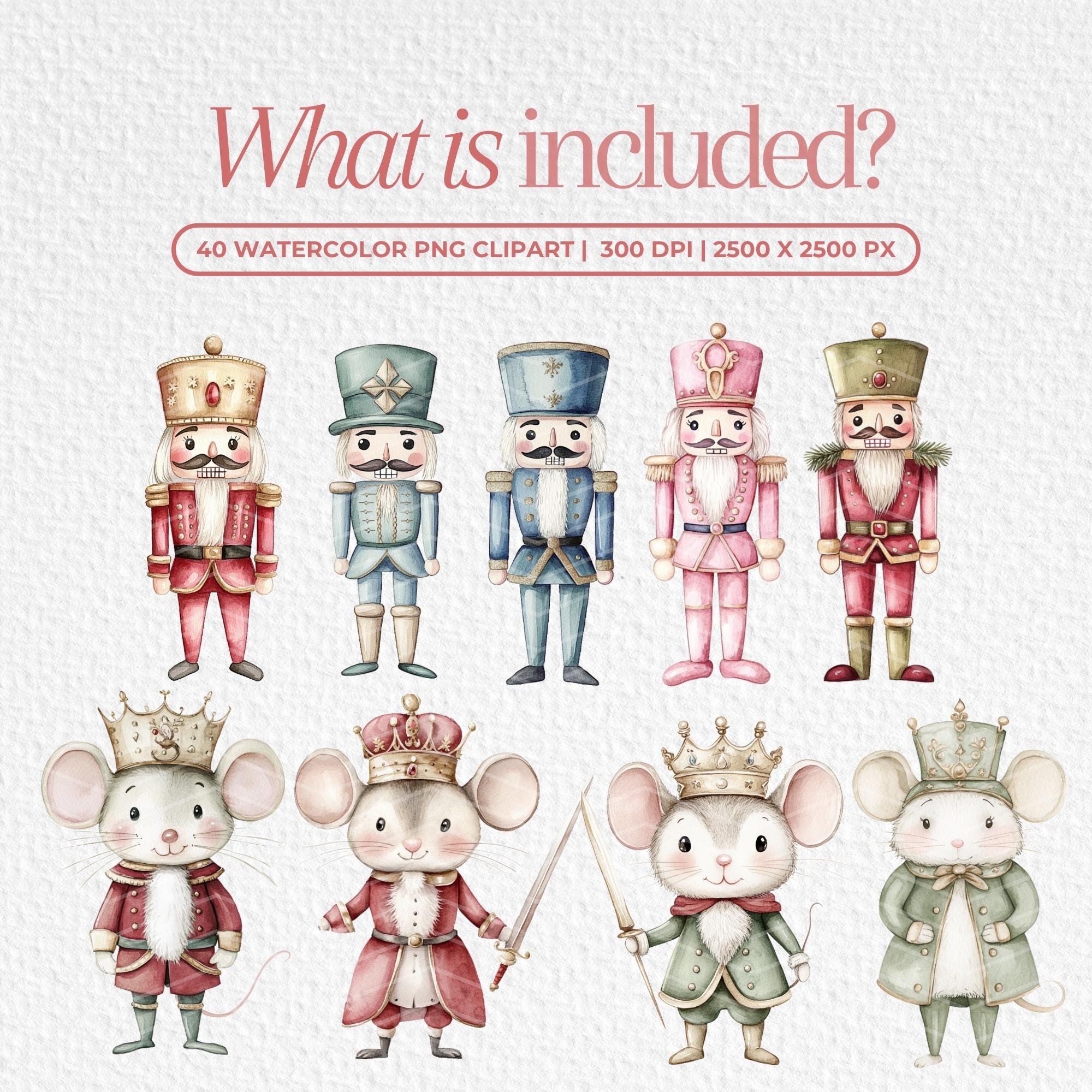 Nutcracker Watercolor Clipart, Cute Christmas Clipart, Vintage ...