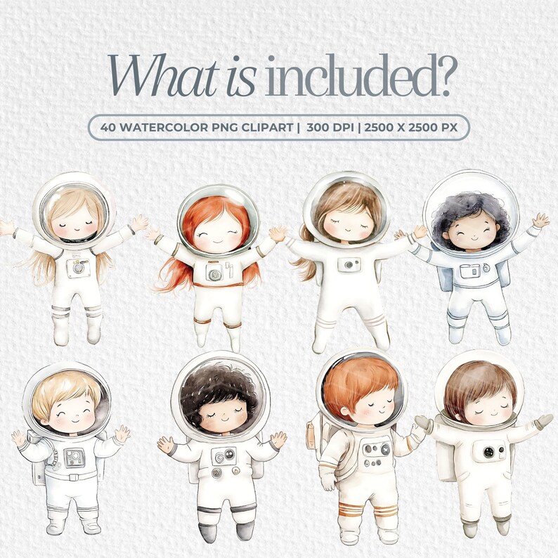 Watercolor Astronauts Clipart, Cute Space Clipart Watercolor, Nursery ...