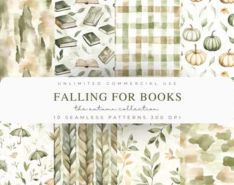 Fall Seamless Patterns, Cozy Autumn Digital Paper, Autumn Watercolor ...