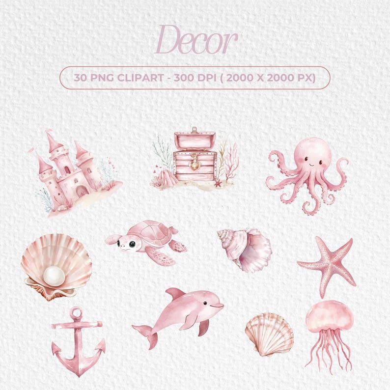 Cute Mermaid Watercolor Clipart, Nursery Mermaid Clipart Kids, Under ...