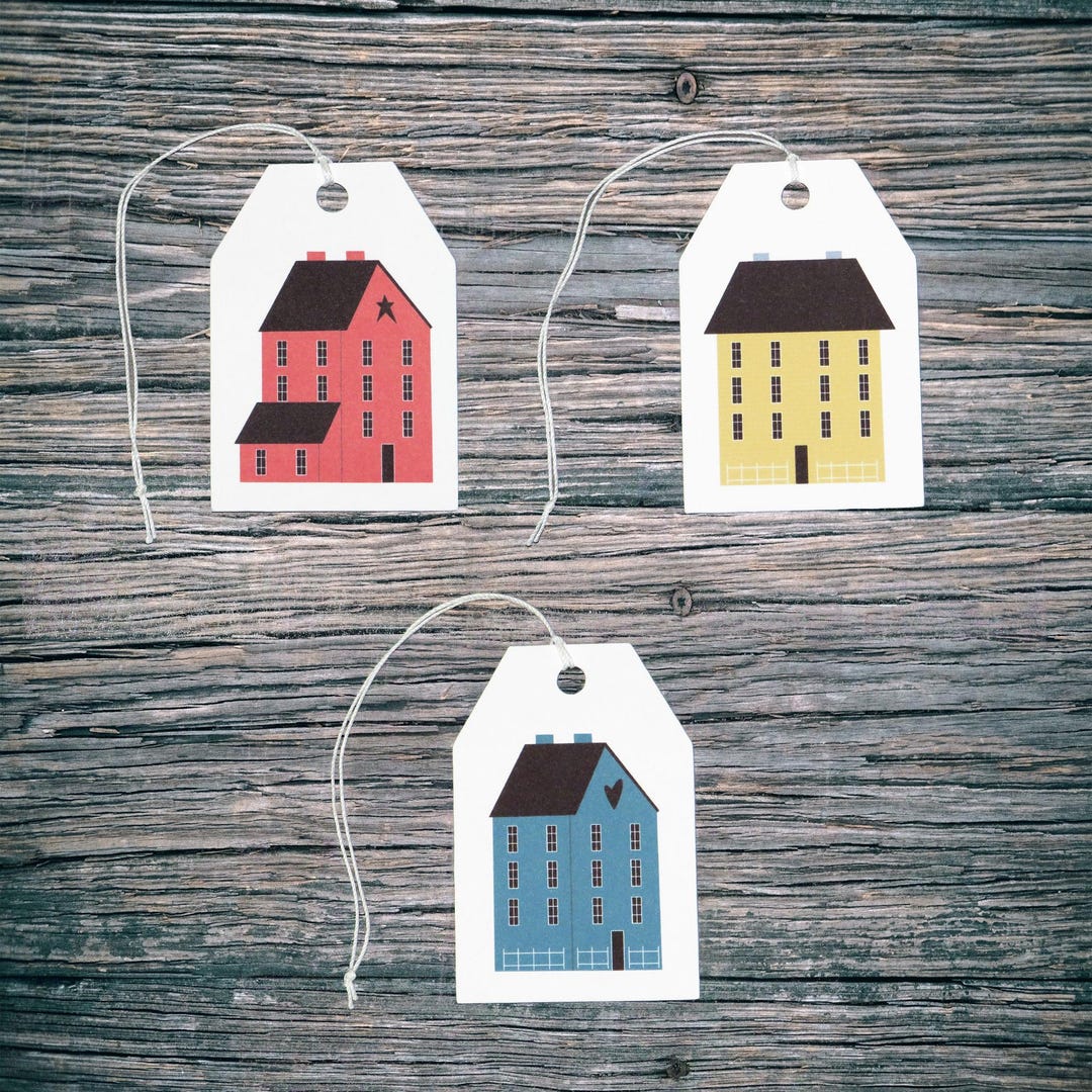 Saltbox Gift Tags, Set of 12, Country Primitive Tags - Etsy