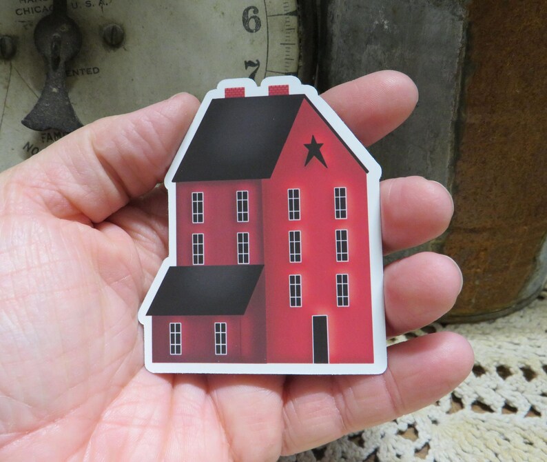 Primitive Red Saltbox House Sticker Set, Scrapbook Journal Diary Card ...