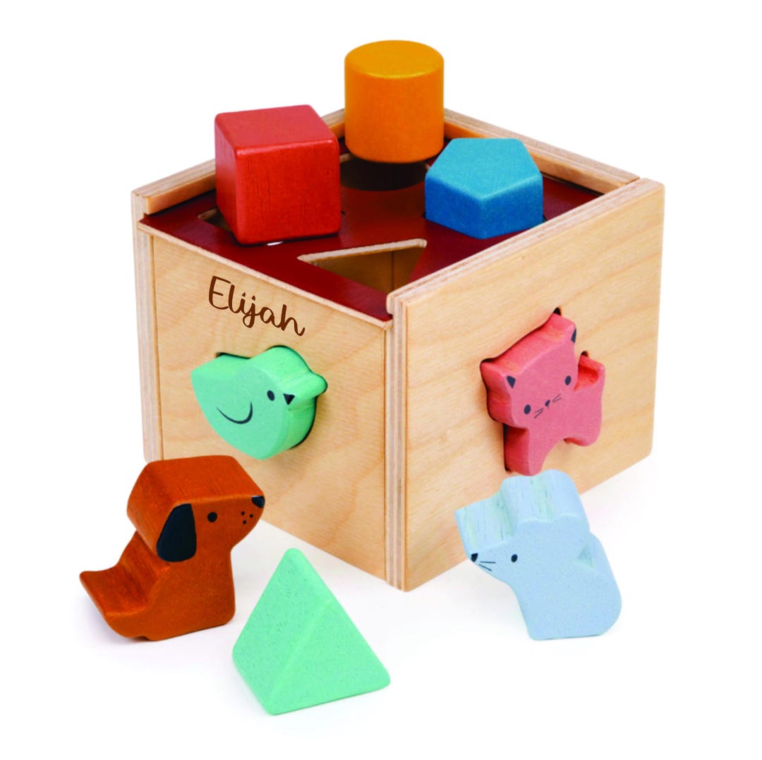 Personalized Montessori Toys, Shape Sorting Cube, Wood Toys, Gift for ...