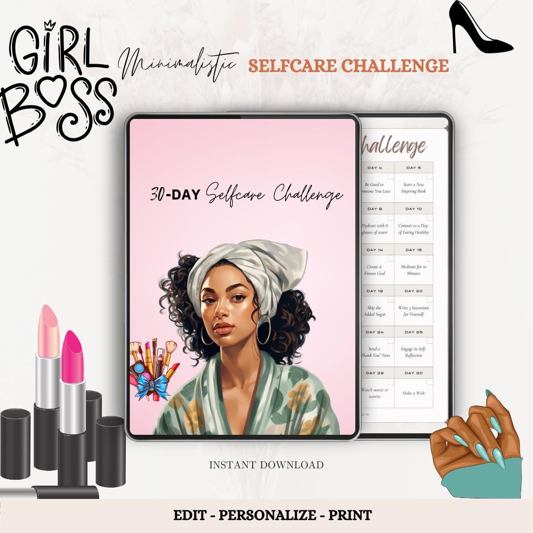 30 Days Self Care Challenge Journal, Self Help Workbook, Wellness ...