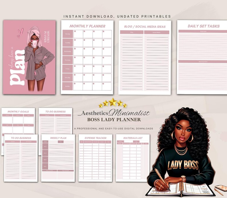 Girl Boss Planner Printable, Entrepreneur Planner for Women, Daily ...