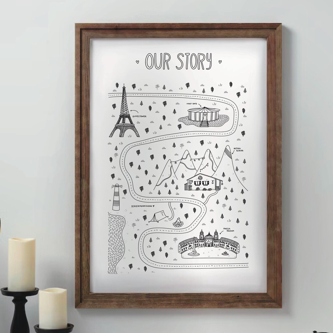 Personalized Relationship Map custom Couples Map, Digital, Wedding Gift ...