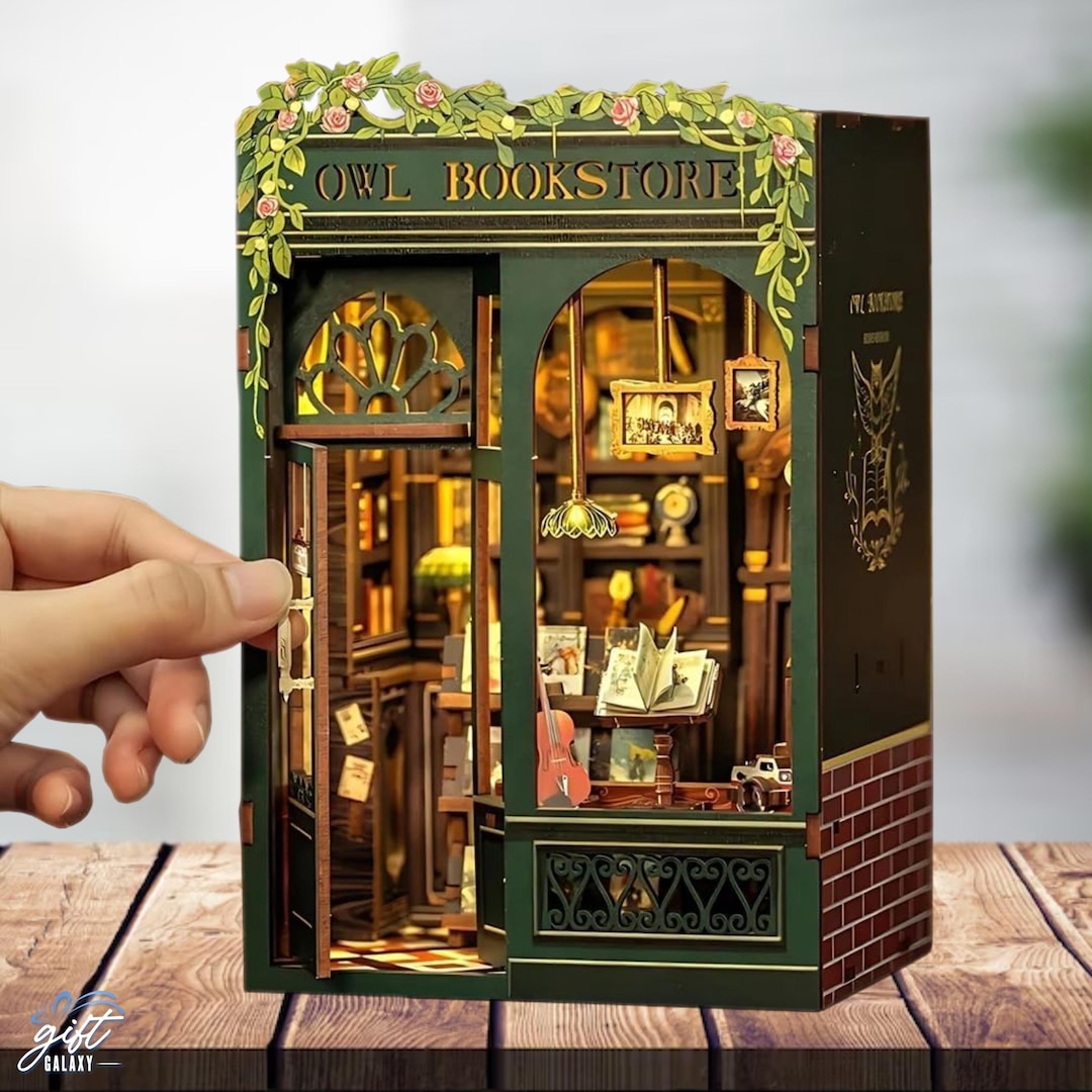 DIY Book Nook Kit Owl Bookstore Book Nook 3D DIY Wooden Puzzle ...