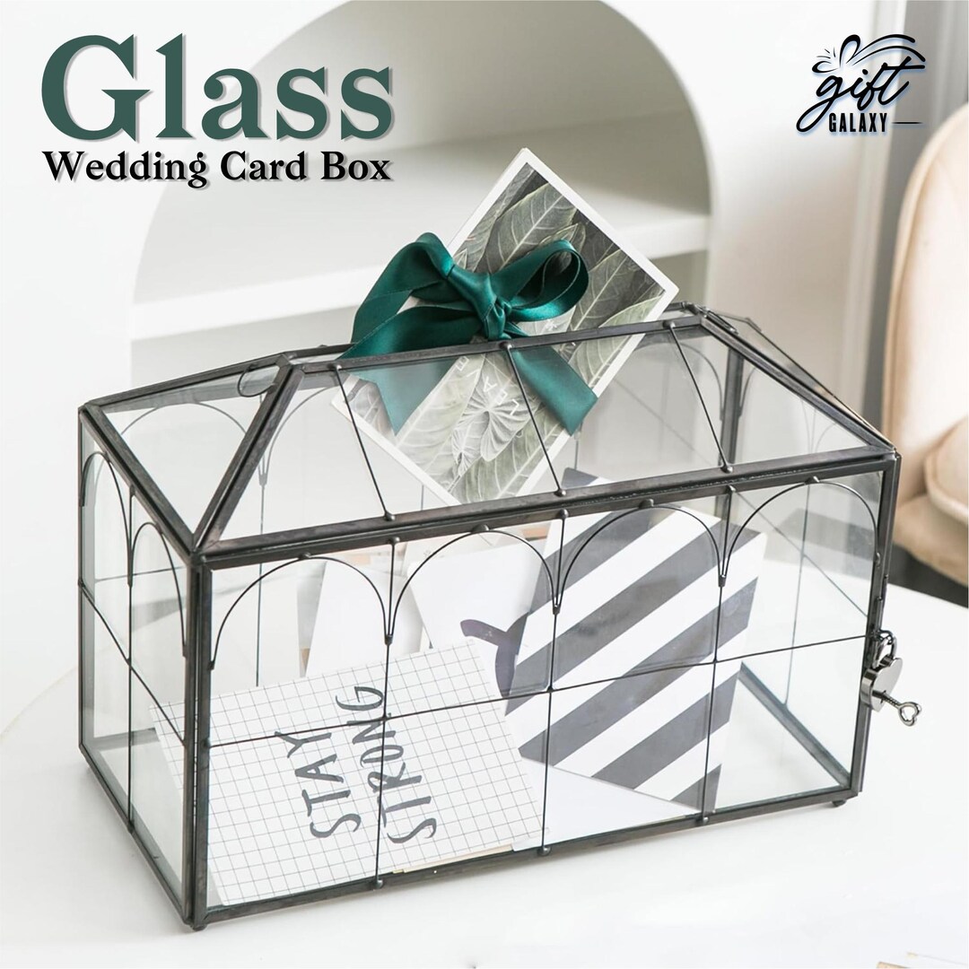 Vintage Black Wedding Glass Card Box for Wedding Cards & Gifts Table ...