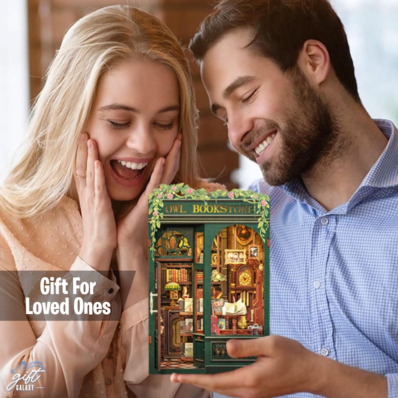 DIY Book Nook Kit Owl Bookstore Book Nook 3D DIY Wooden Puzzle ...