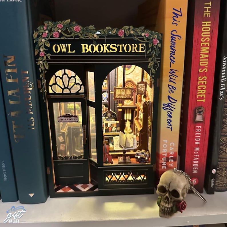 DIY Book Nook Kit Owl Bookstore Book Nook 3D DIY Wooden Puzzle ...