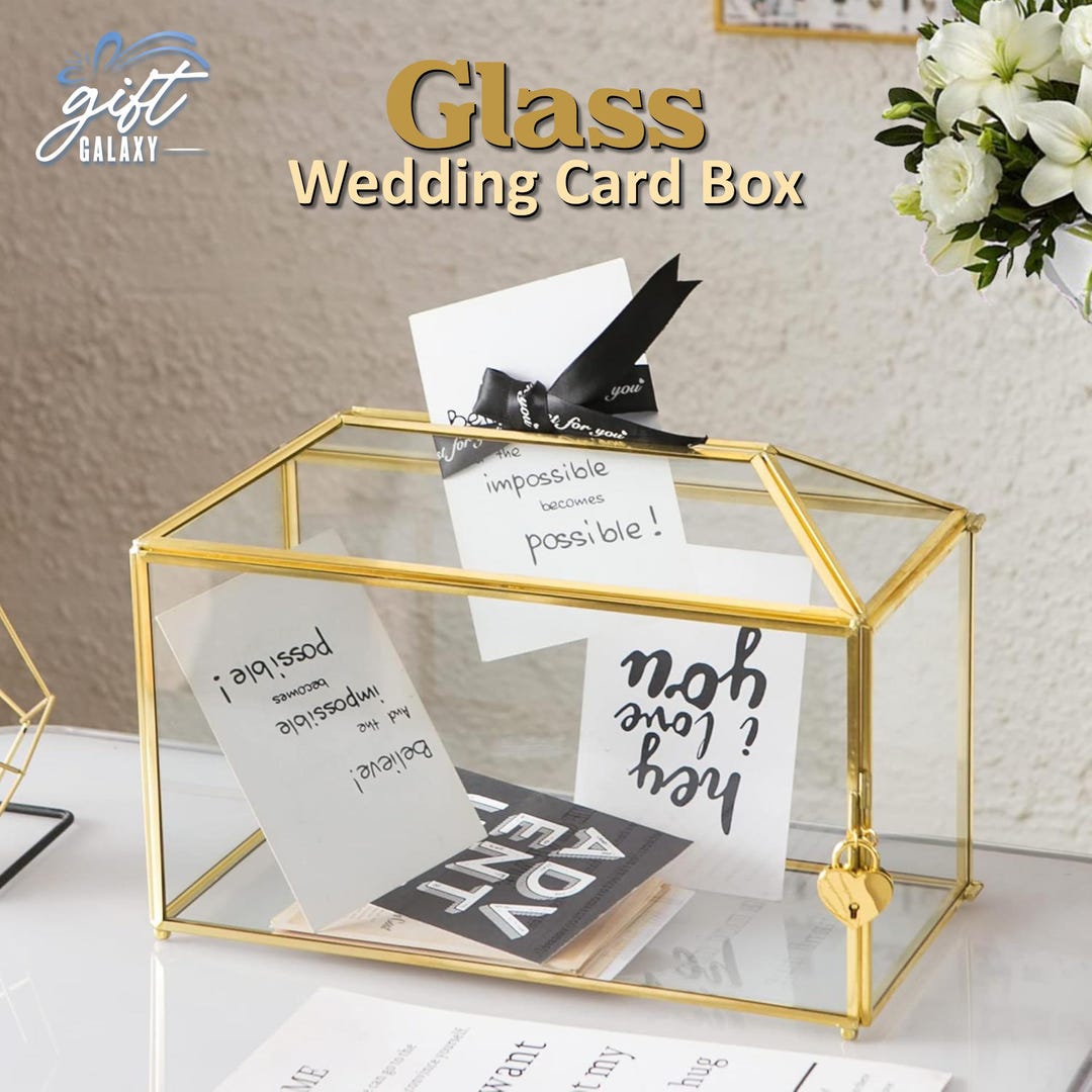 Wedding Card Box for Wedding Reception Glass Card Box With Slot and ...