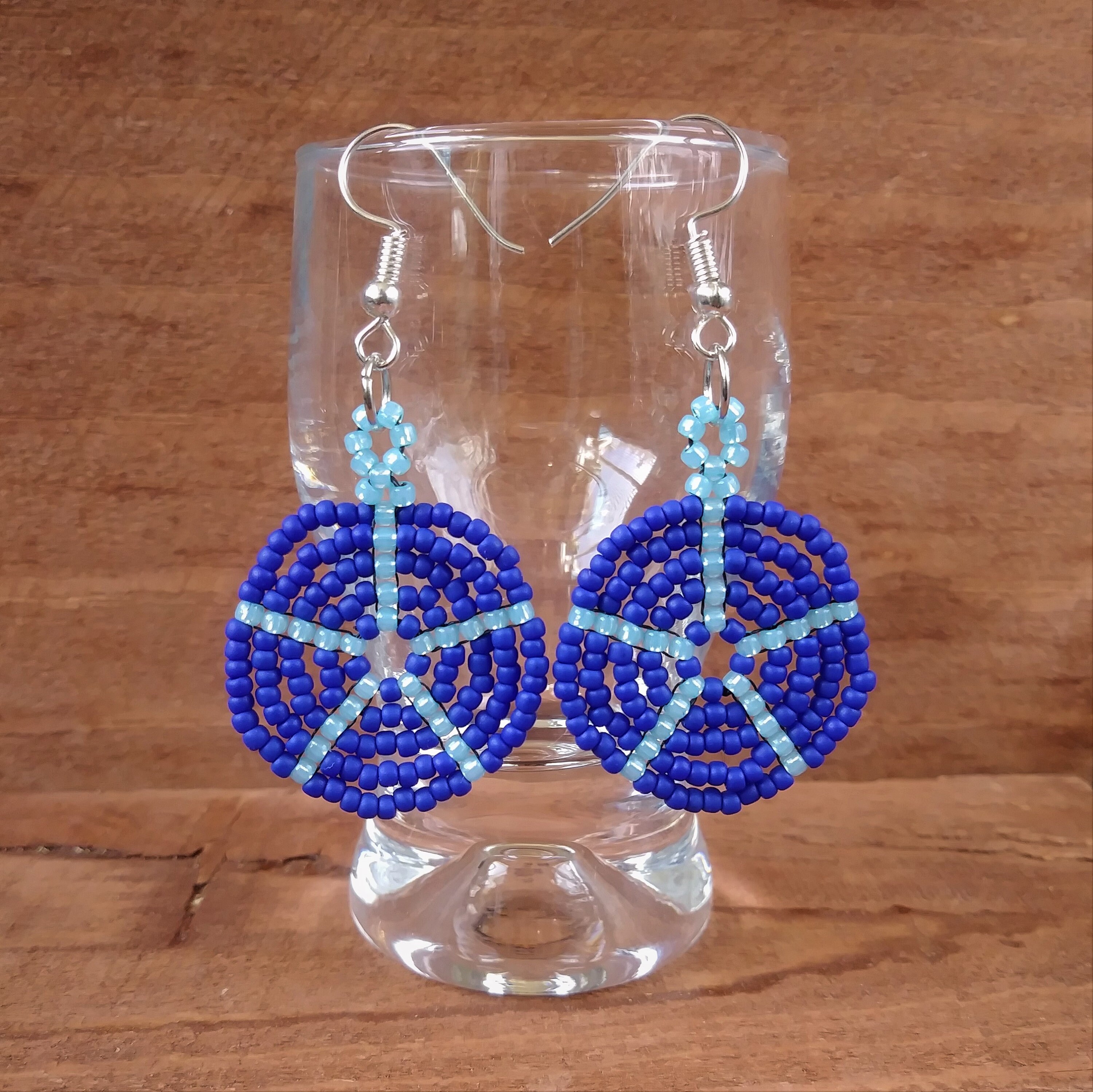 Cobalt Blue and Turquoise Seed Beaded Mandala Ethnic Style - Etsy
