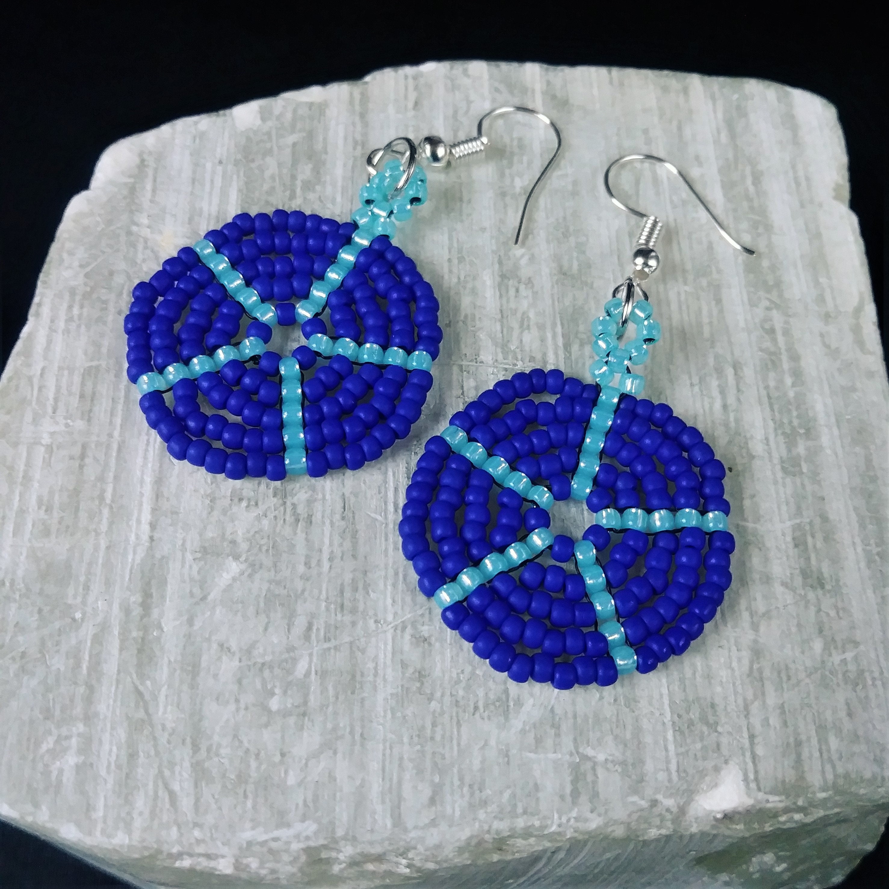 Cobalt Blue and Turquoise Seed Beaded Mandala Ethnic Style - Etsy