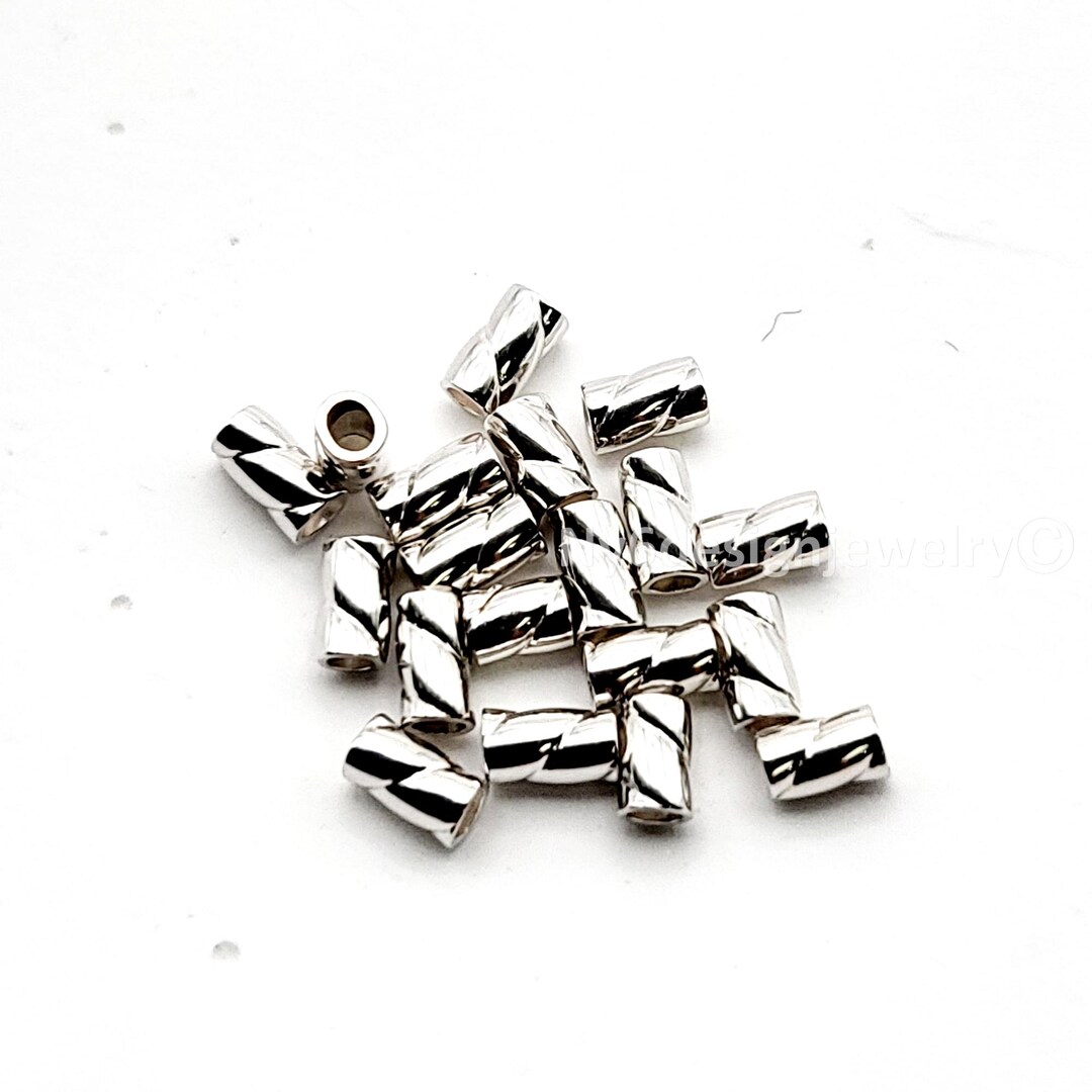 925 Real Sterling Silver Tube Twist Crimp Beads – 2x3mm 20pcs | Jewelry ...