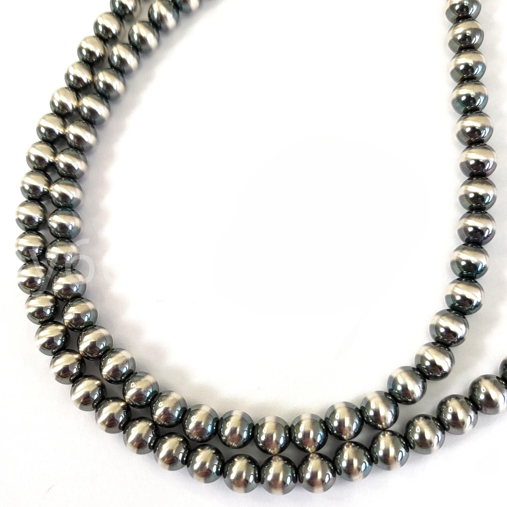 8mm Real Round Navajo Pearl .925 Sterling Silver Seamed Spacer Beads ...