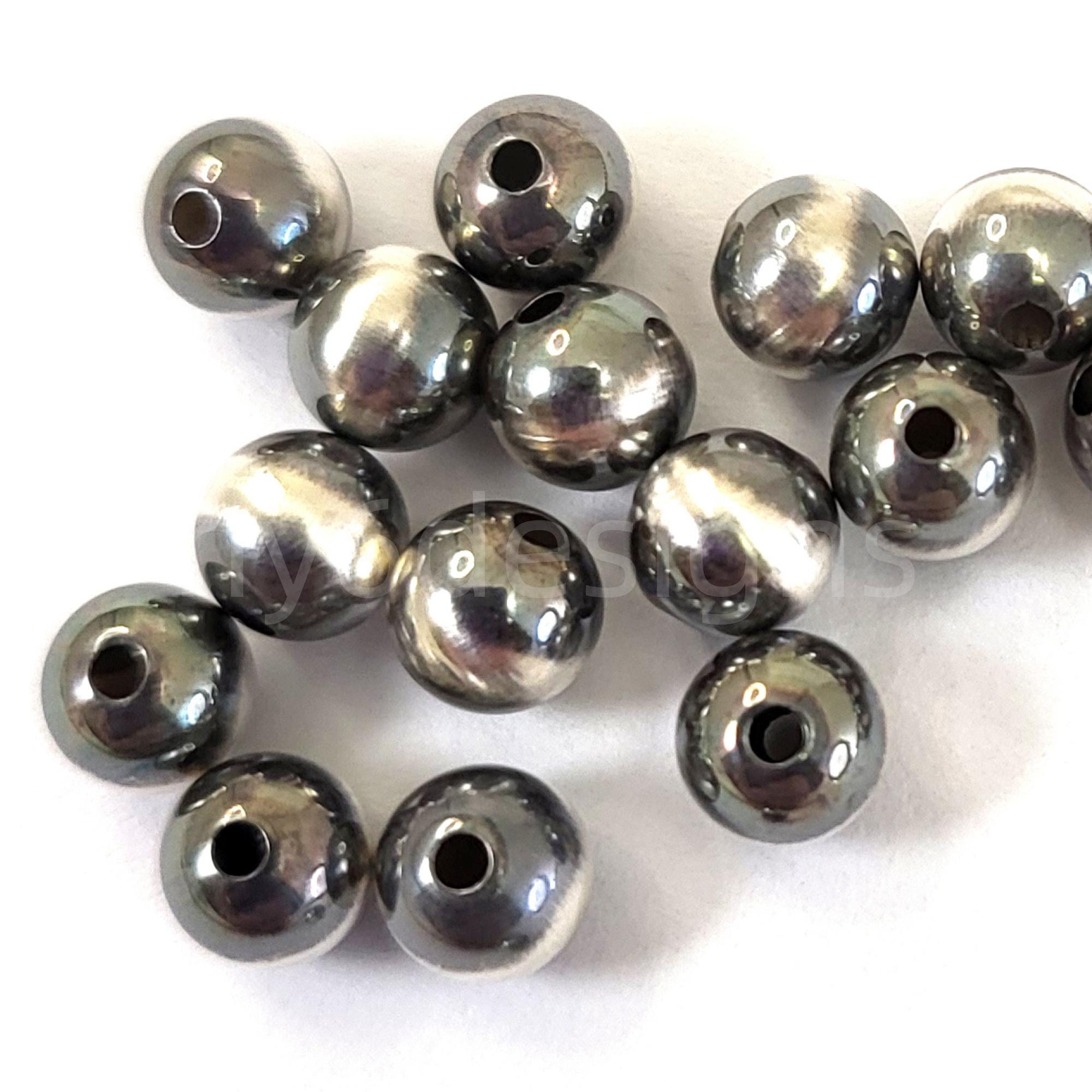 8mm Real Round Navajo Pearl .925 Sterling Silver Seamed Spacer Beads ...