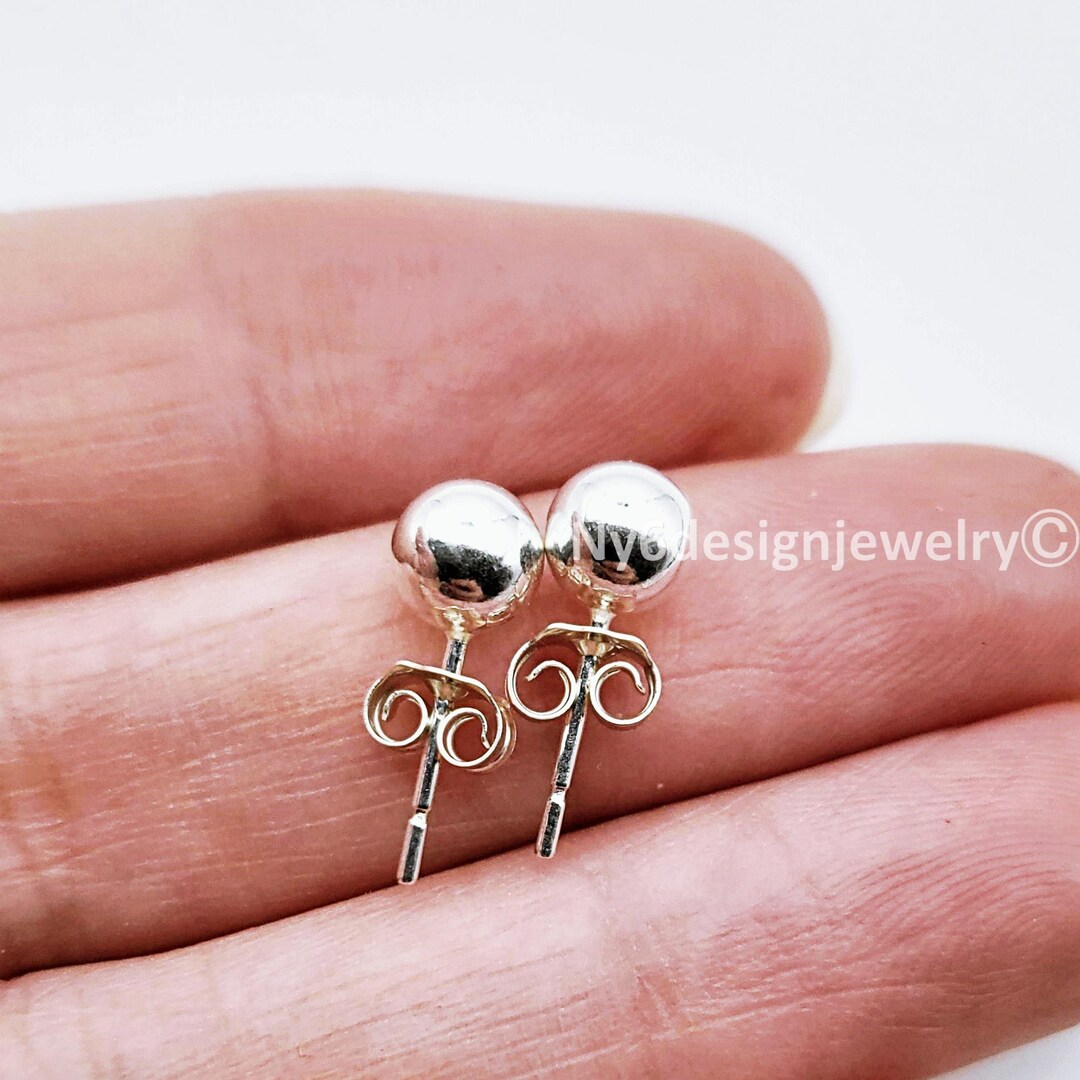 REAL 925 Sterling Silver 6mm Ball Post Earrings – Jewelry Findings for ...